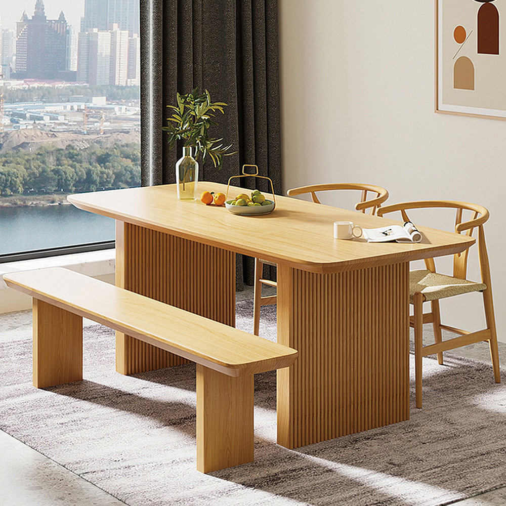 Open Edge Sports 4 - Person Burlywood Rectangular Solid Wood Table Set | Wayfair