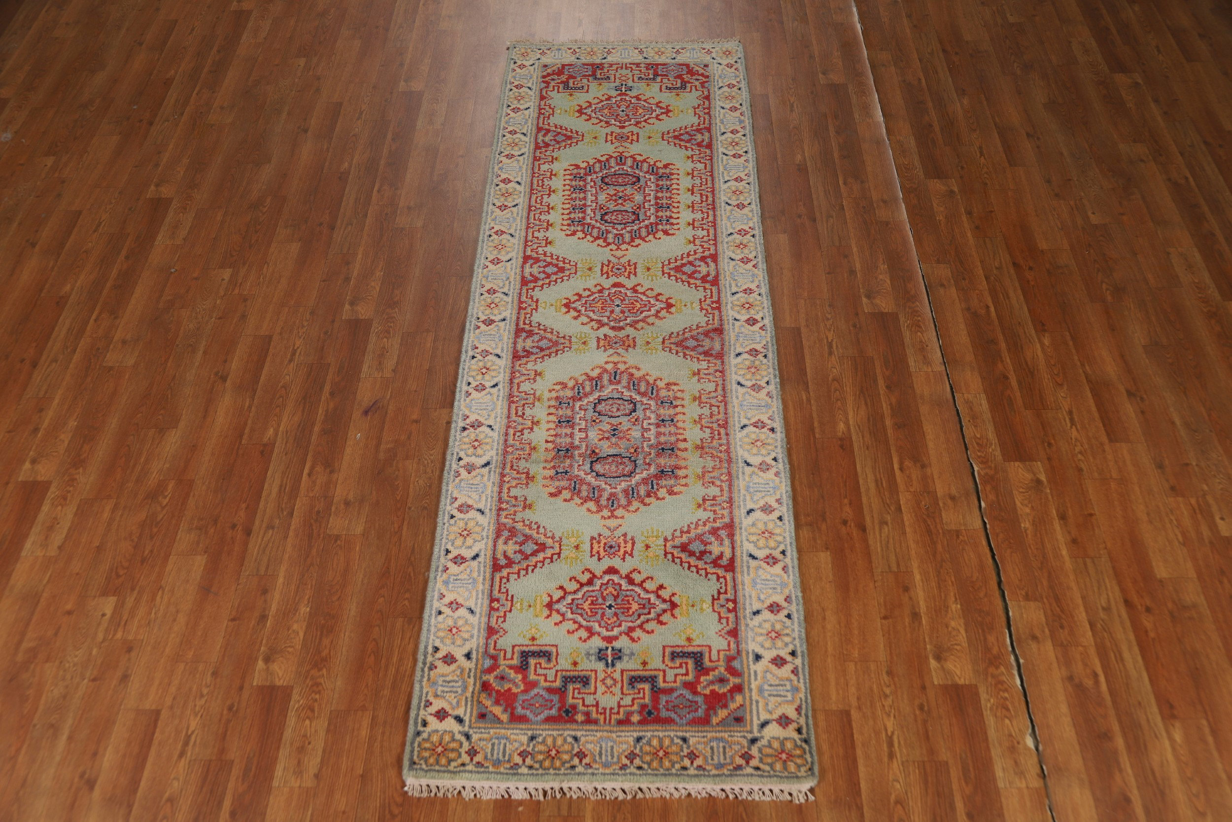 Bloomsbury Market Green Geometric Traditional Indian Runner Rug 3x8 ...