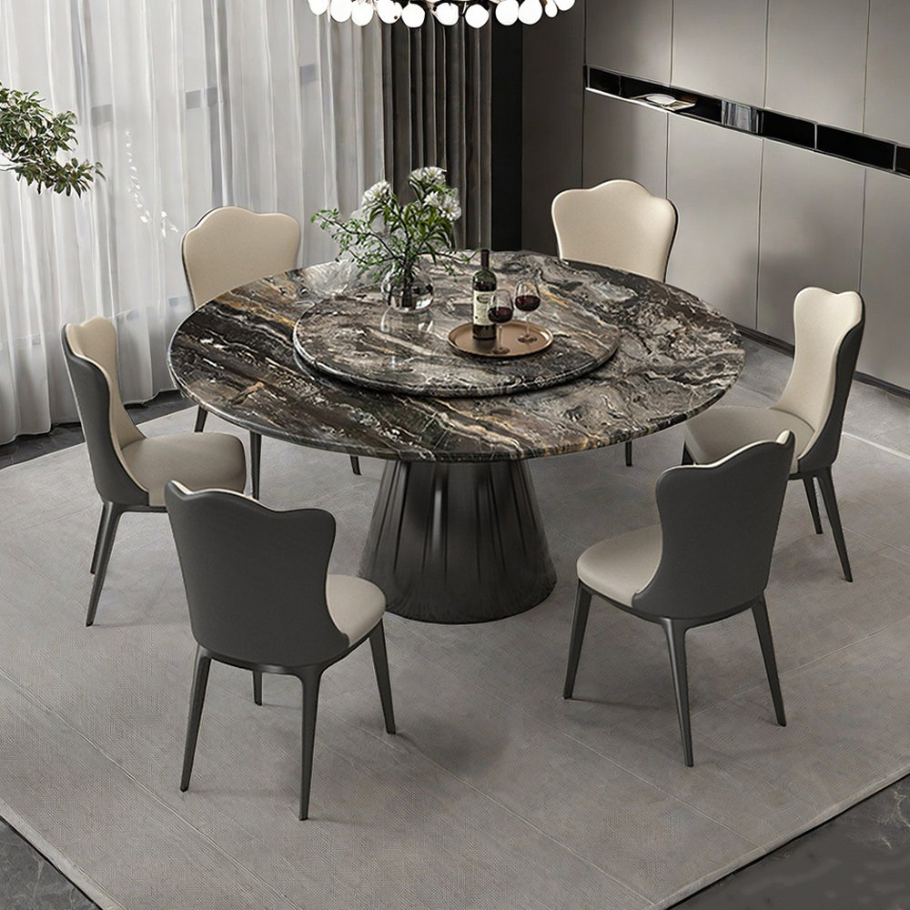 ALLNICEDT Modern simple marble round dining table set | Wayfair