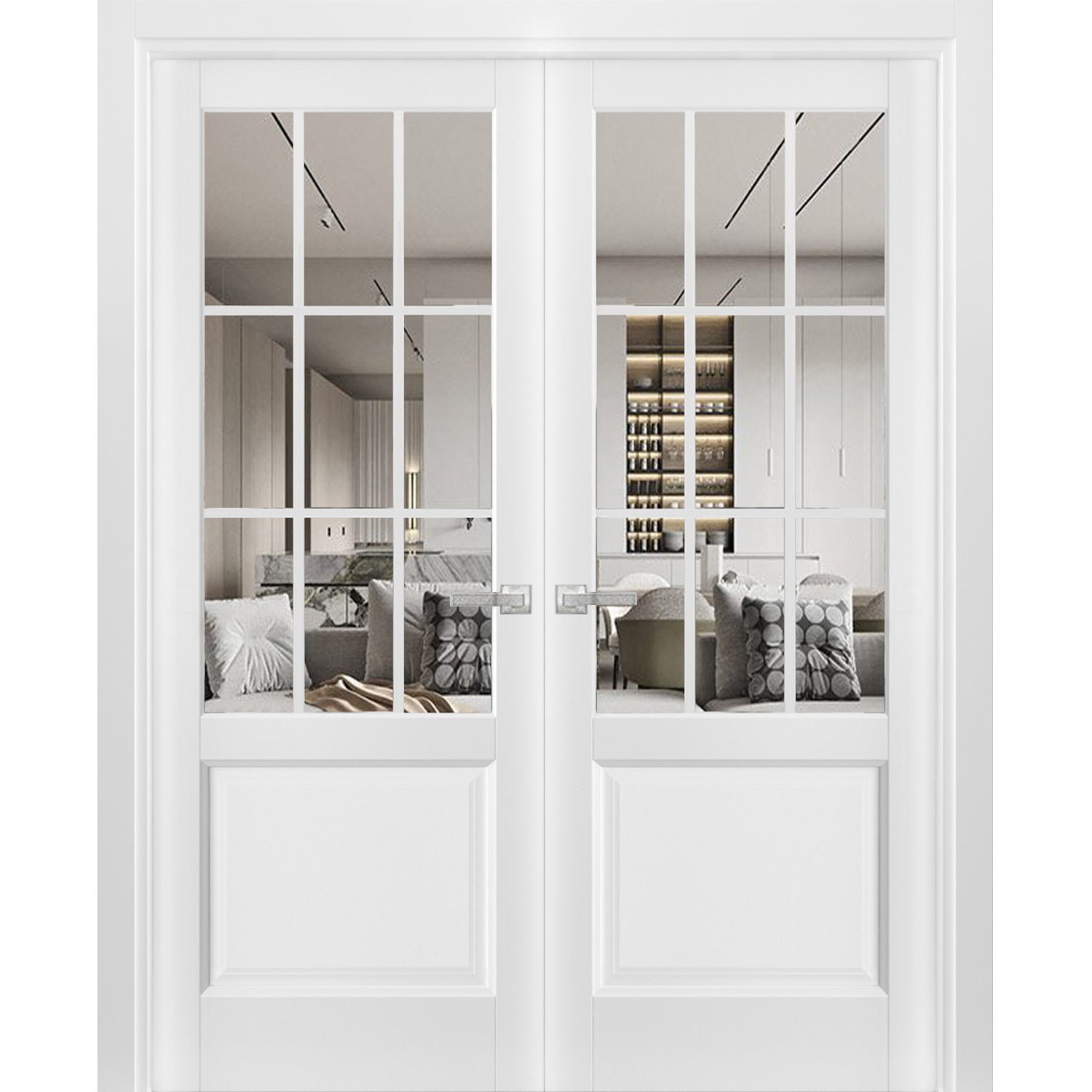 SARTODOORS Felicia Clear Glass French White Doors & Reviews - Wayfair ...