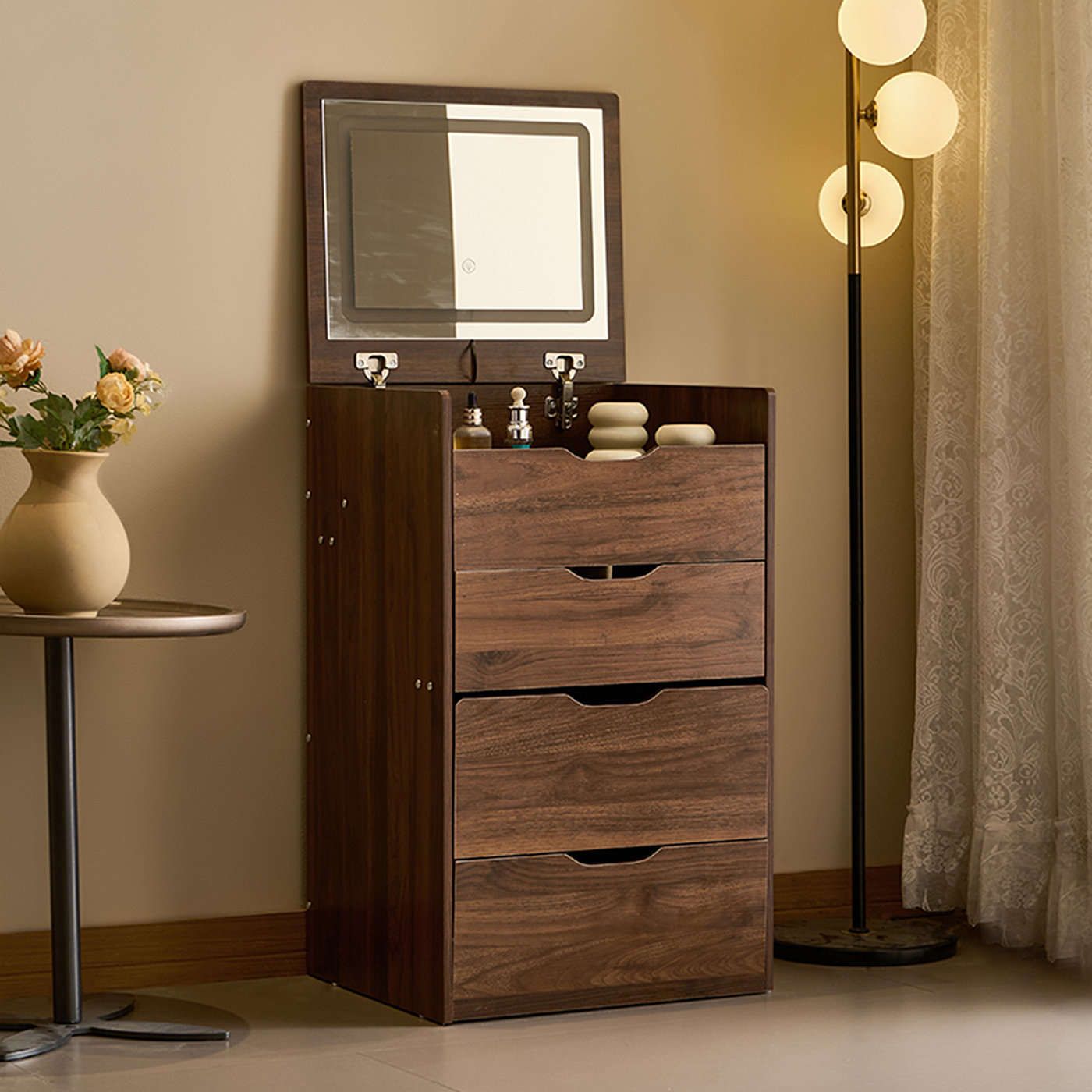 George Oliver 3 In 1 Vanity Desk With Flip Top Mirror, Small Make Up ...