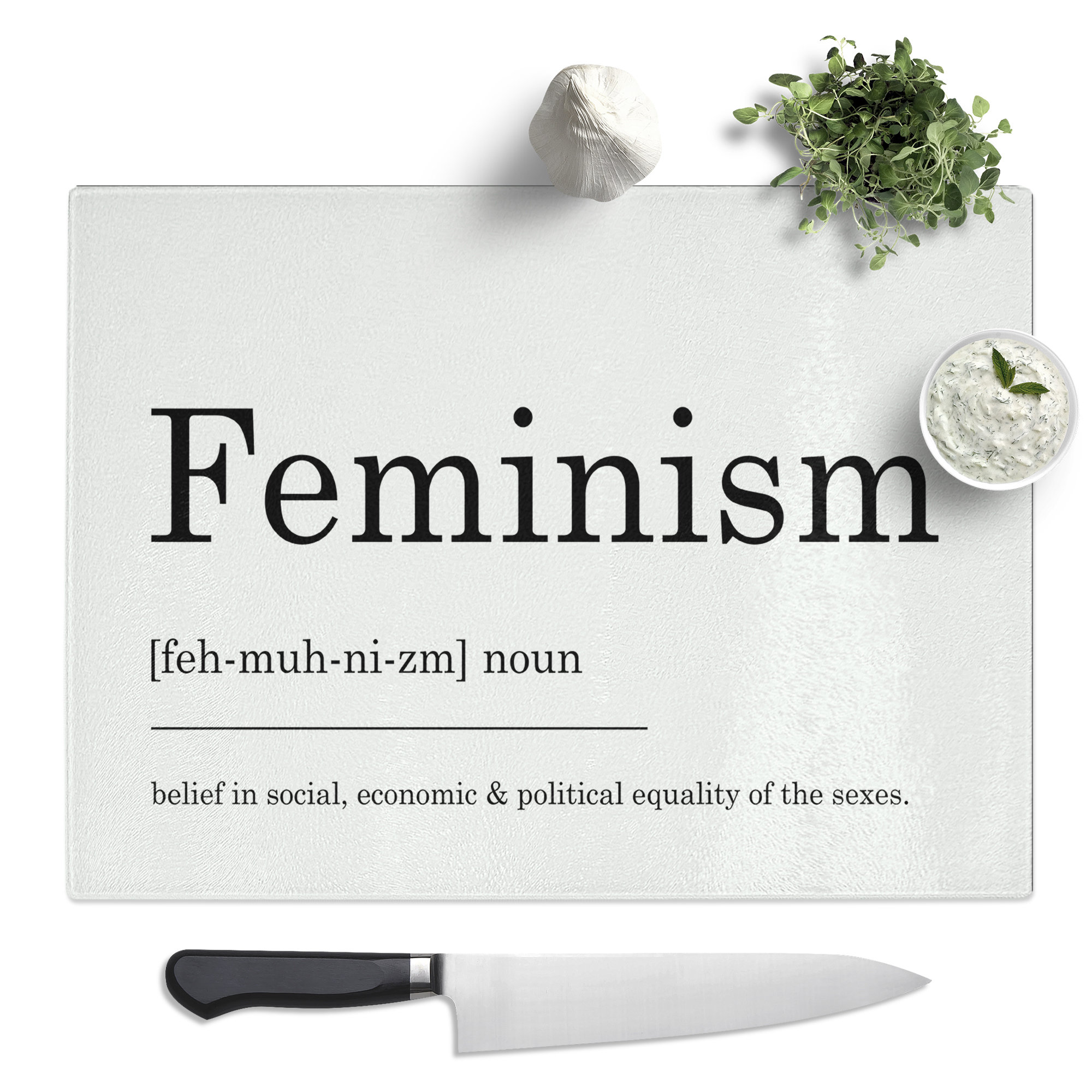 Metro Lane Definition of Feminism Typography Quote Glass Chopping Board ...