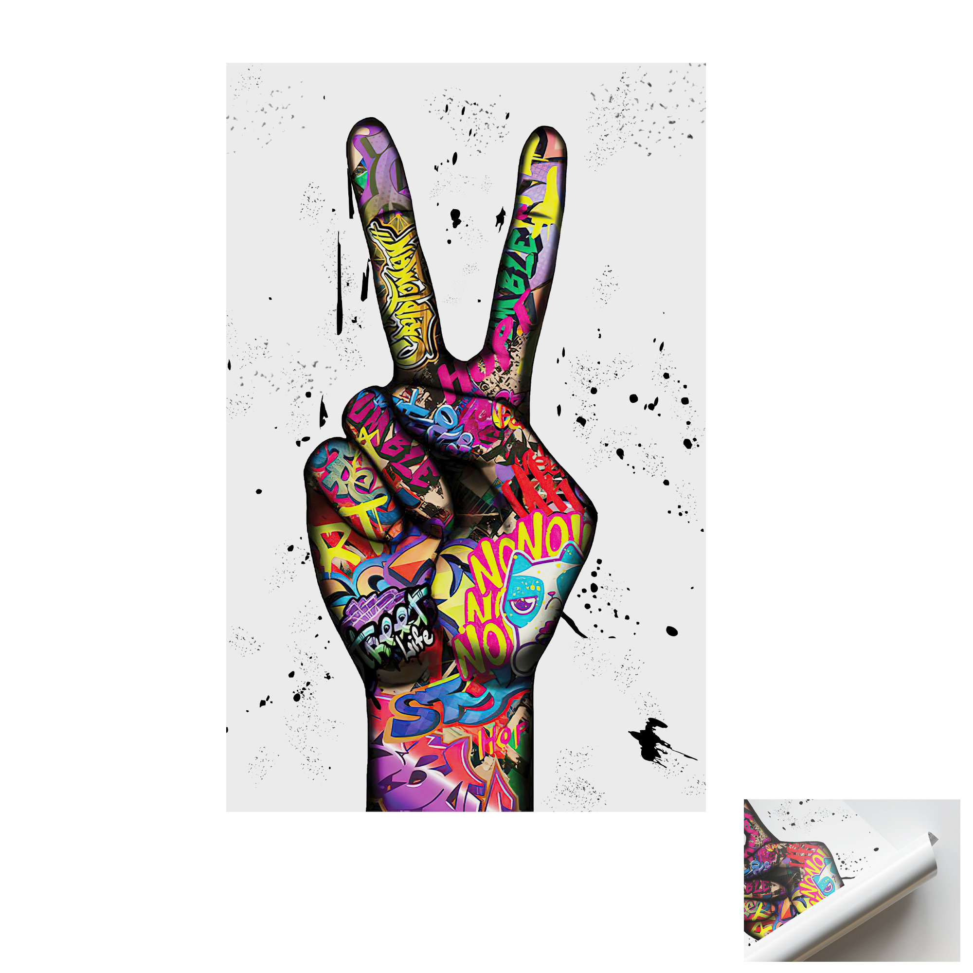 Trinx Peace Sign Graffiti Art Painting - Trendy Abstract Wall Decor ...