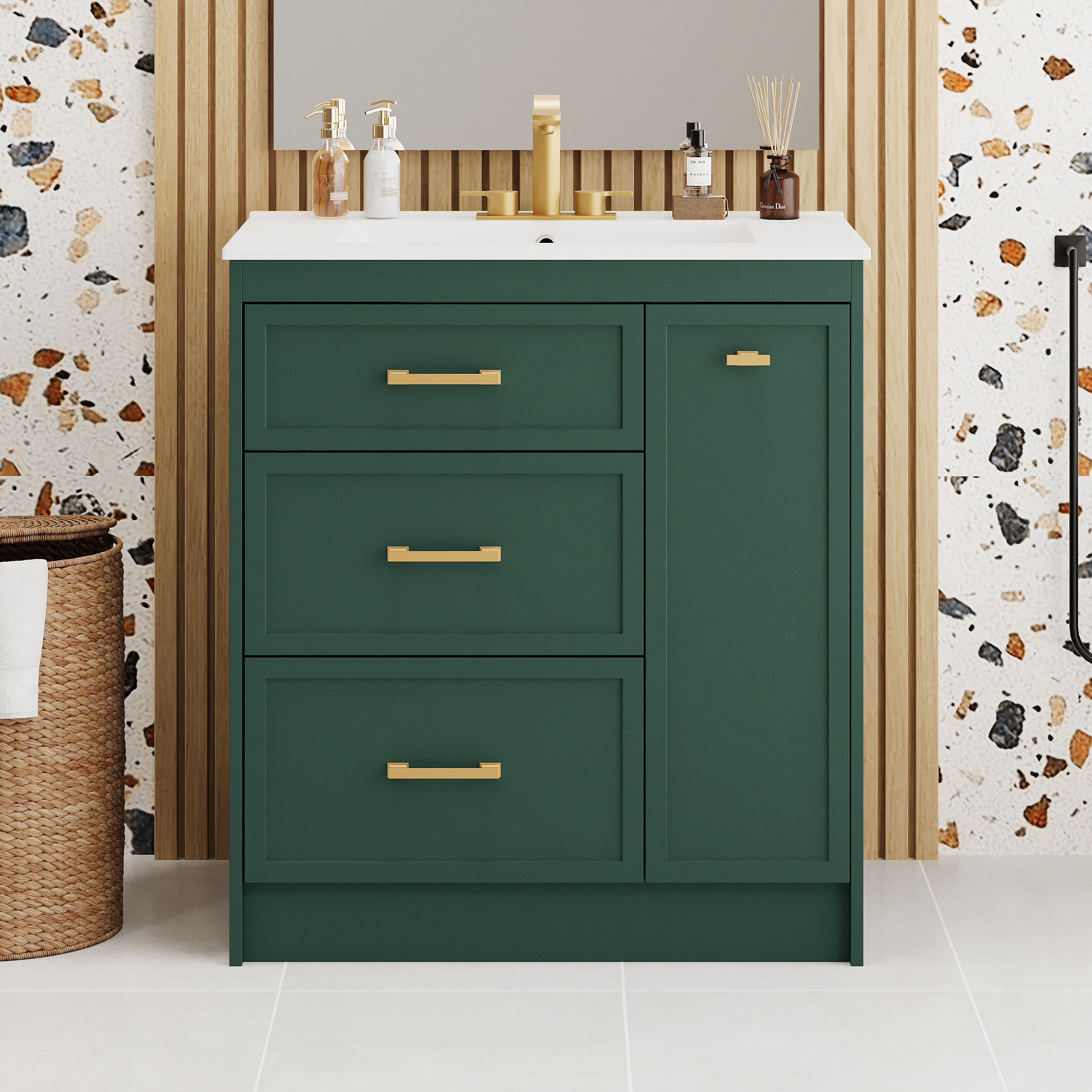 Wildon Home® Classic 30" Forest Green Bathroom Vanity Set, Floor ...