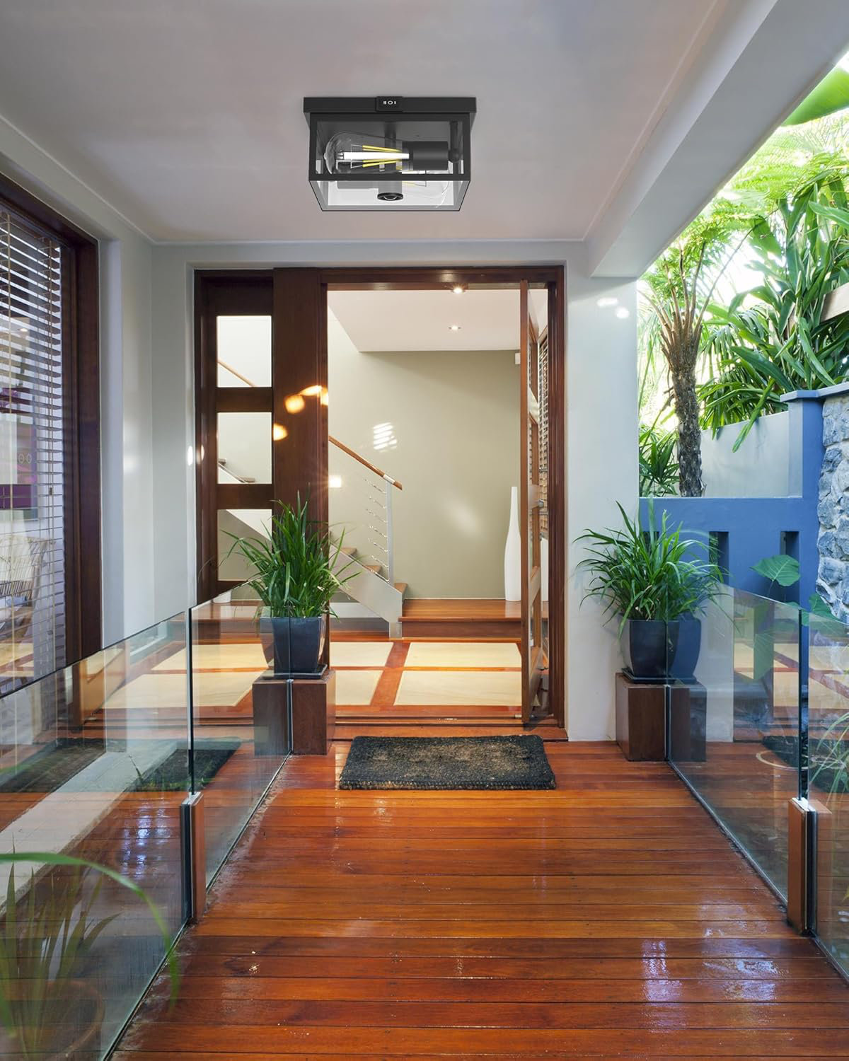 17 Stories Outdoor Ceiling Light With Motion Sensor, Flush Mount Porch ...