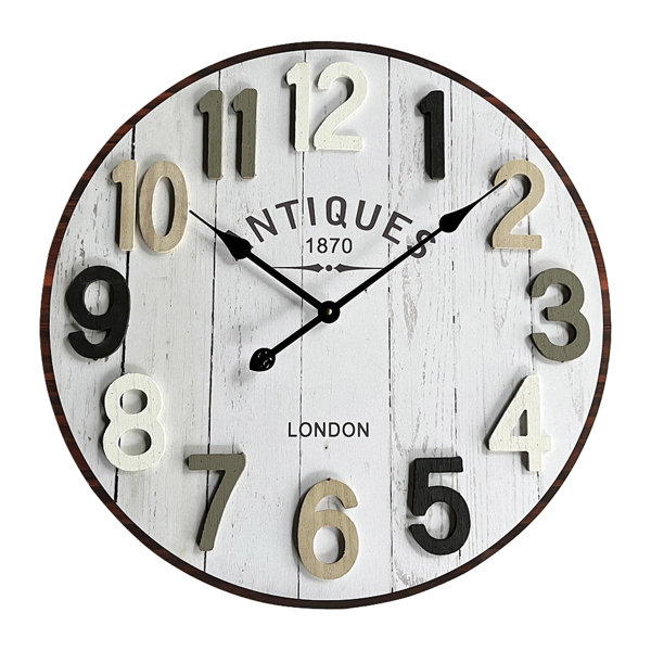 Gracie Oaks Evelina Shiplap Round Metal Wall Clock & Reviews | Wayfair