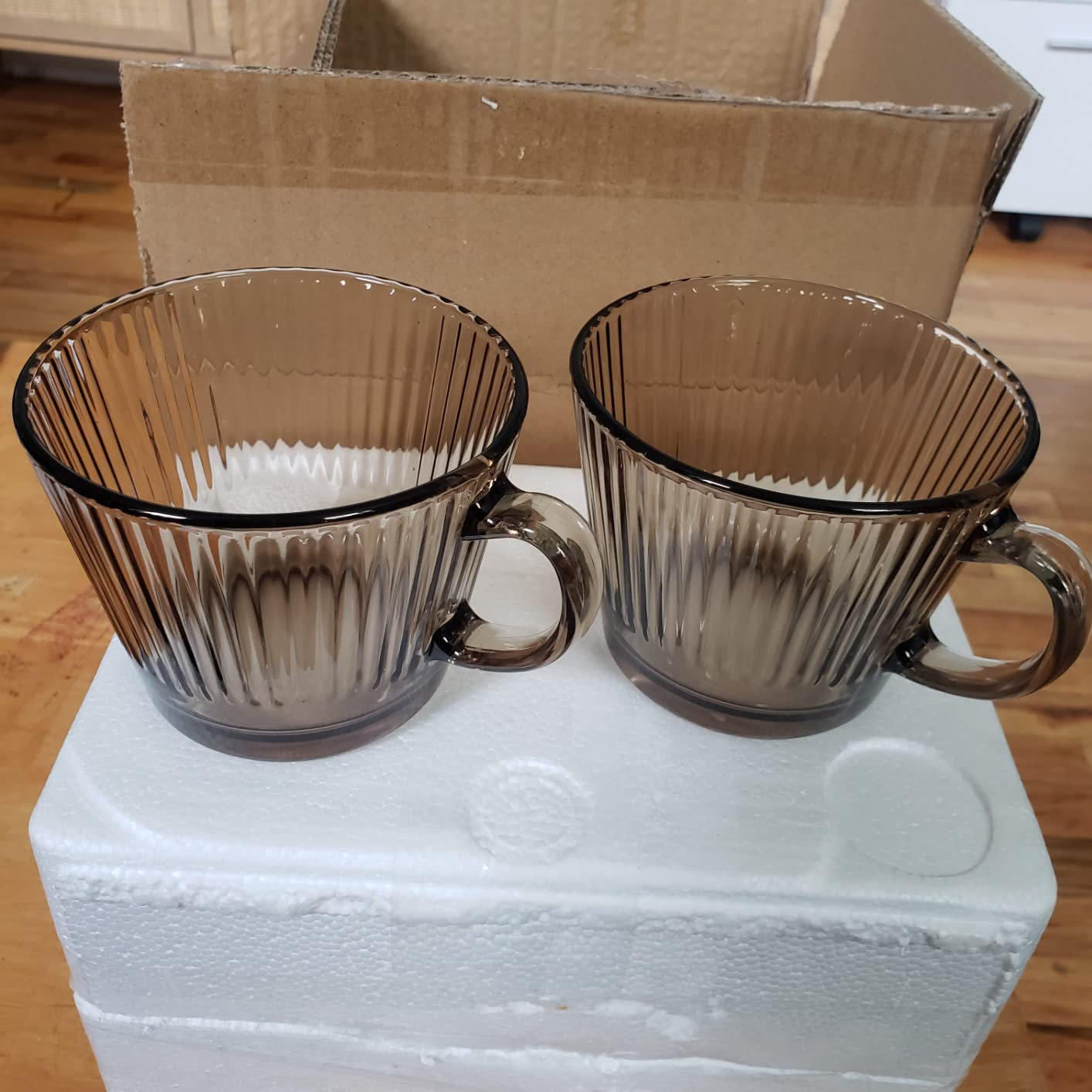 Umedas Glass Coffee Mugs Cappuccino Latte Cups Tea Cup with Spoon,Amber ...