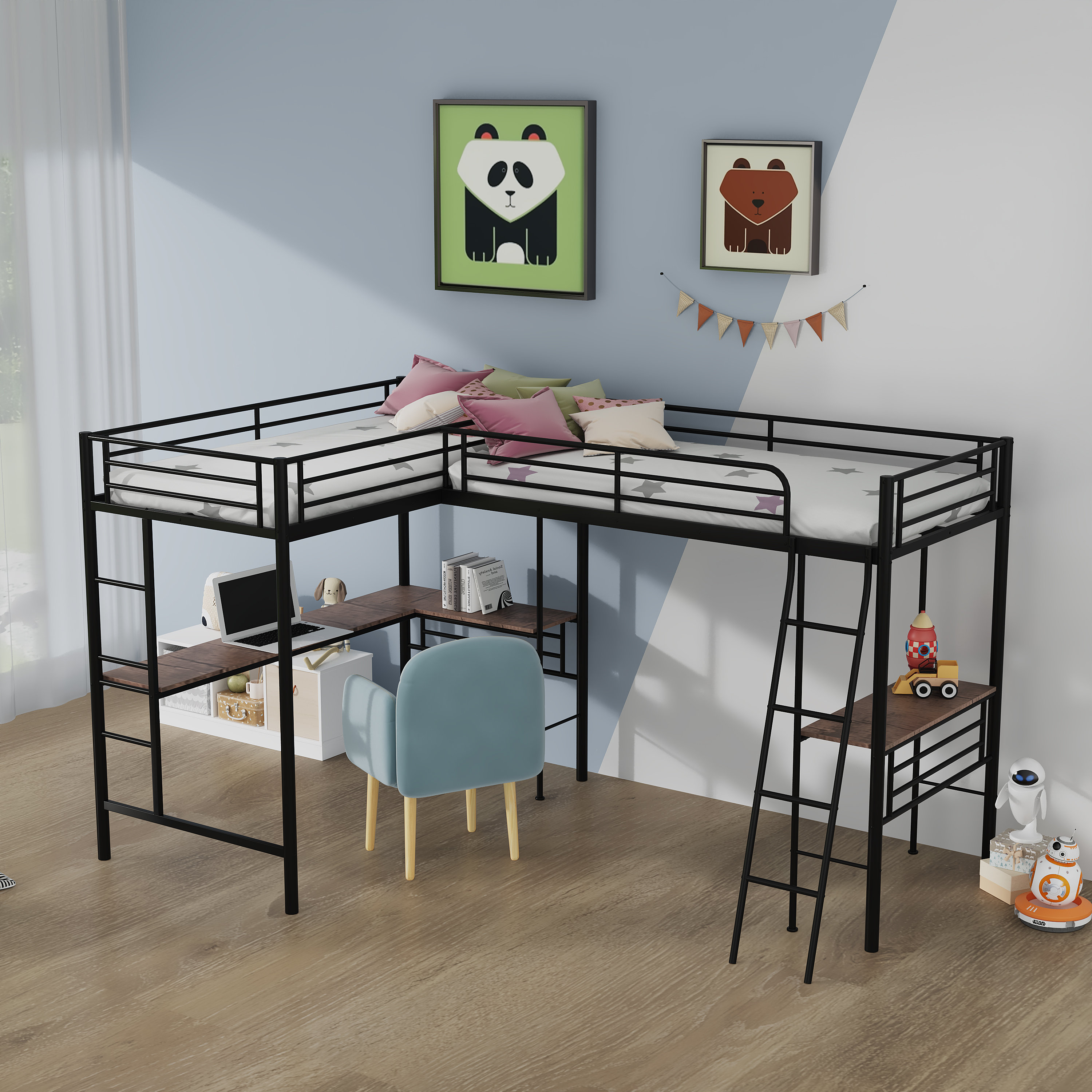 Mason & Marbles Edmonds Twin over Twin Loft Bed with Built-in-Desk by ...