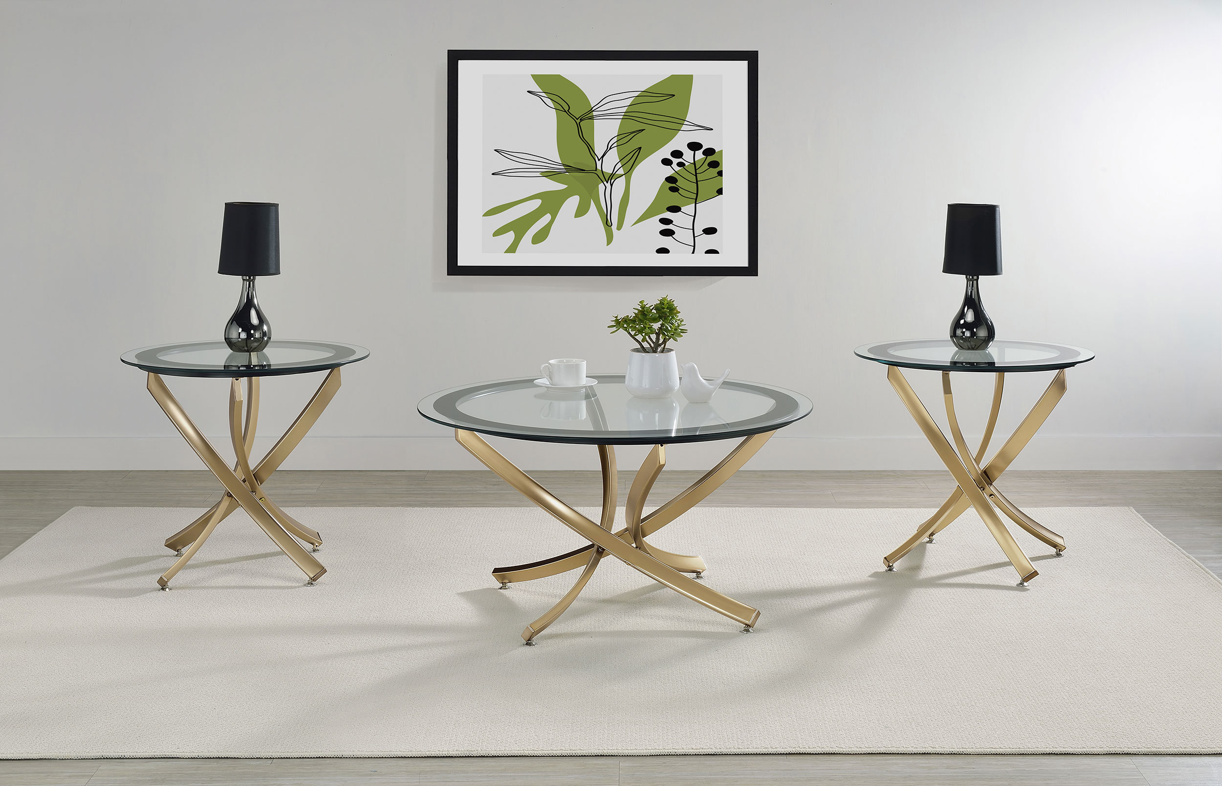 Wade Logan® Cherline 3-Piece Round Glass Top Coffee Table Set & Reviews ...