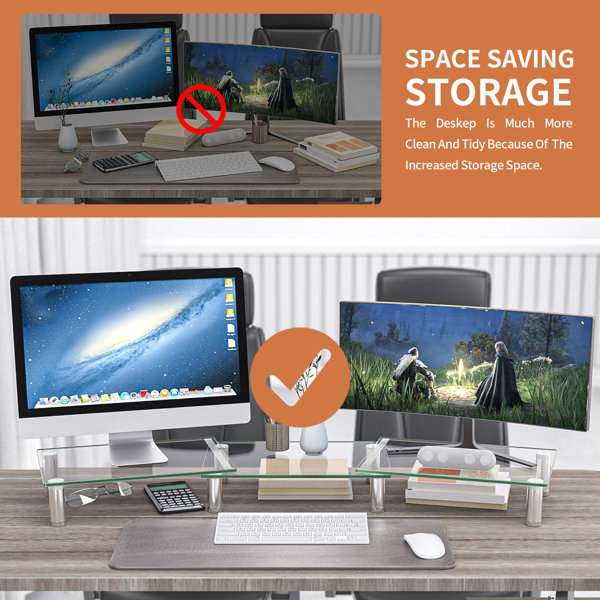 Brayden Studio® Dual Monitor Stand -Adjustable Length And Angle Dual ...