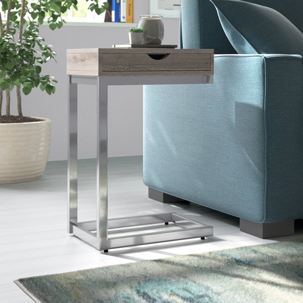 Ebern Designs Accent Table C-shaped, End, Side, Snack, Storage Drawer ...