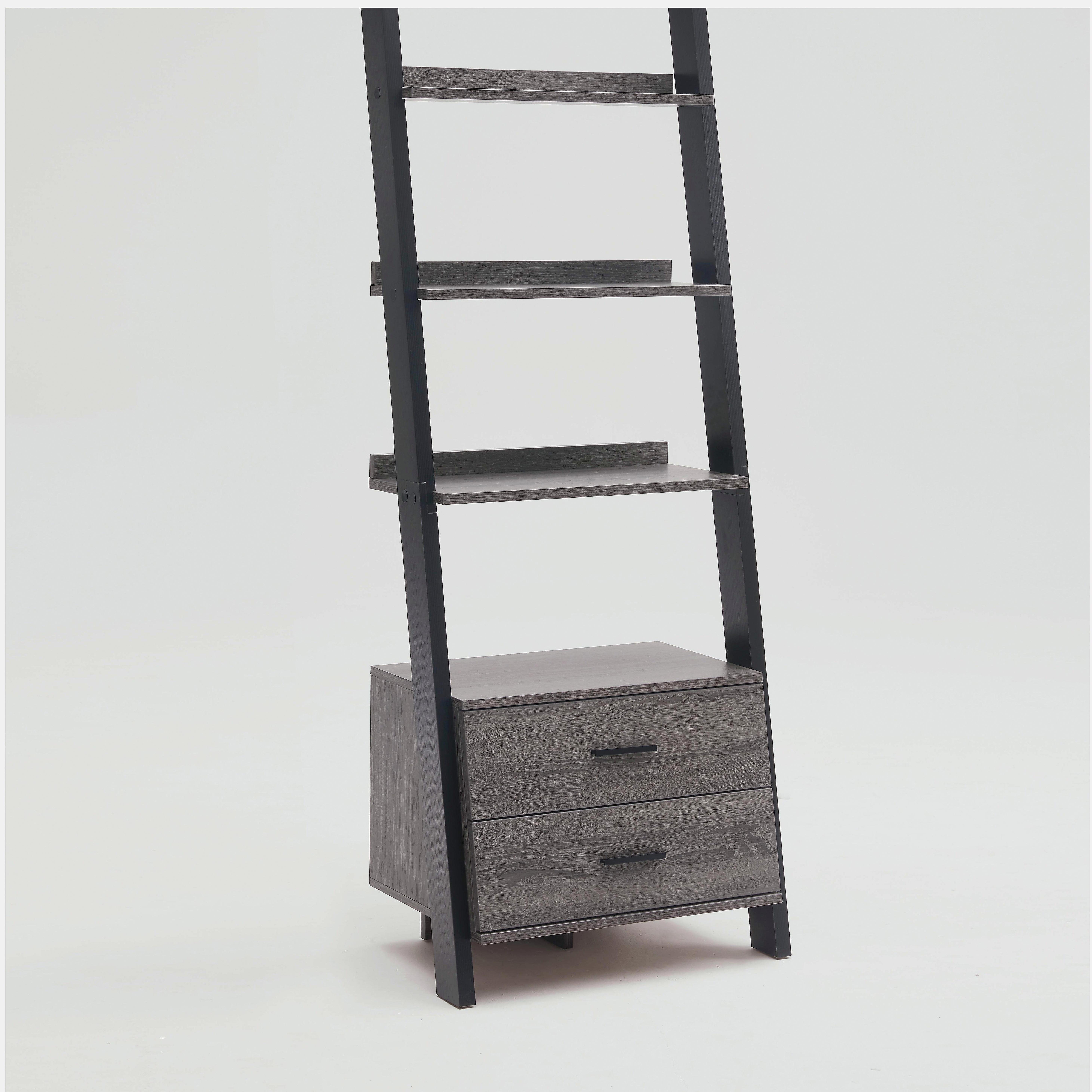 Gracie Oaks Two drawer ladder bookcase metal bar handles | Wayfair