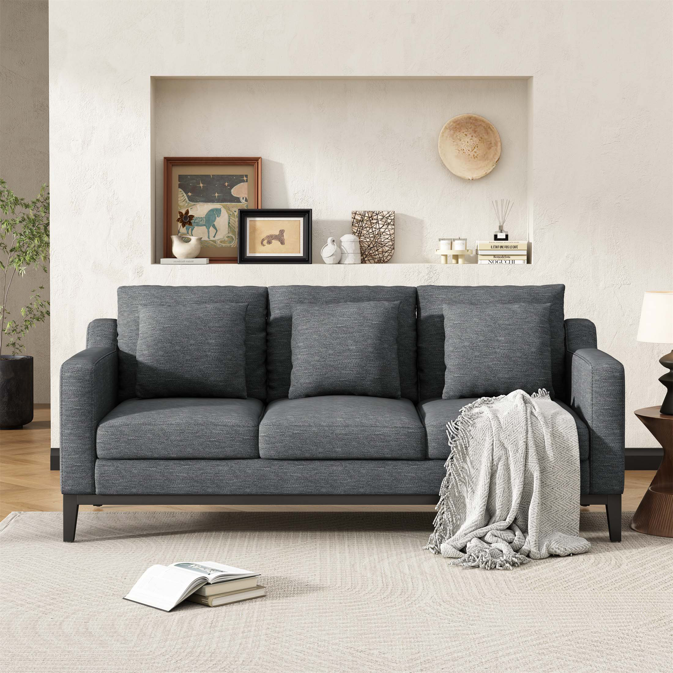 Latitude Run® Mirod Comfy 3-Seat Sofa With Wooden Legs, For Modern ...