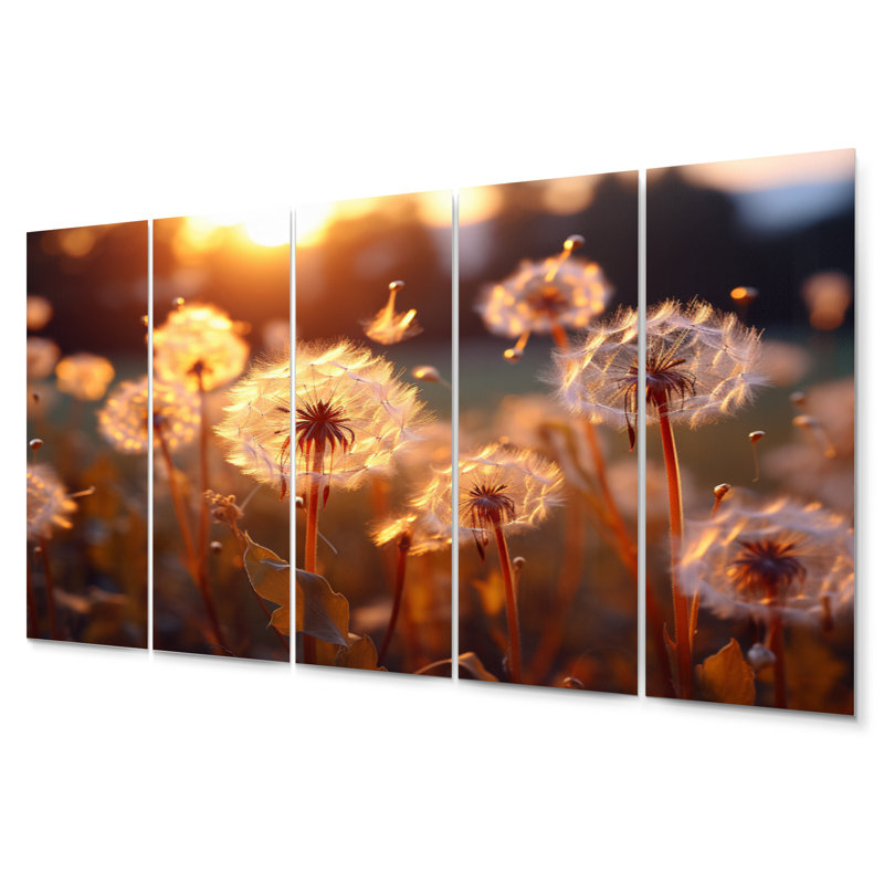 Design Art Dandelion Whispering Wishes - Floral Metal Wall Decor Set ...