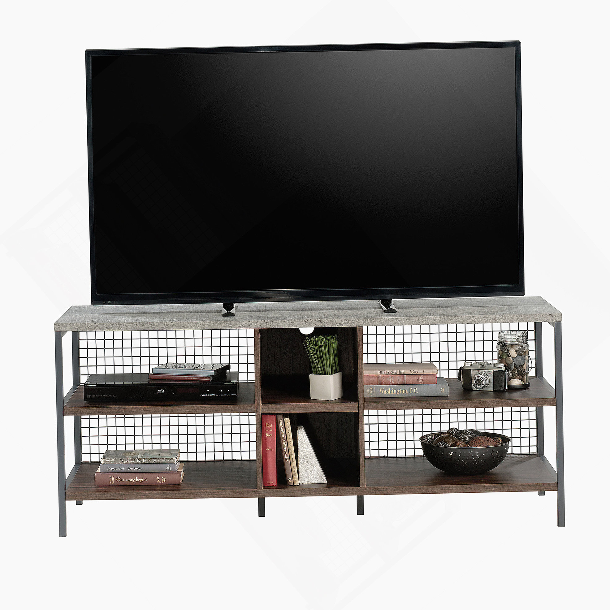 Trent Austin Design® Metal Frame TV Stand With Open Shelves For Tvs Up ...