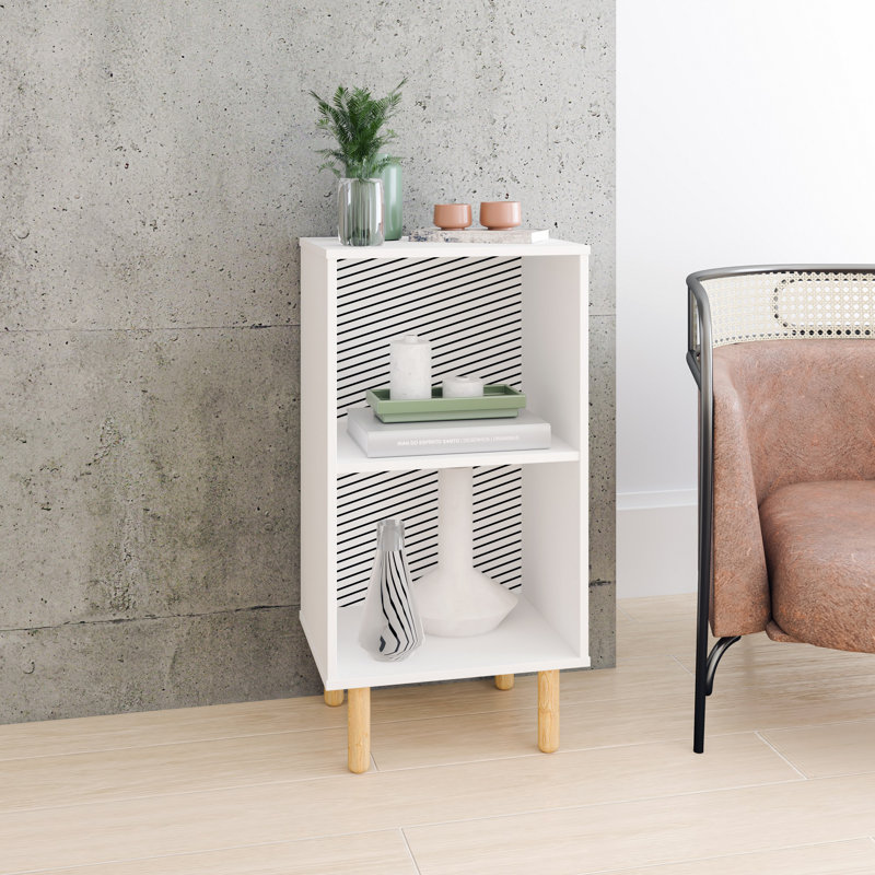 Latitude Run® Essex NightstandWith 2 Shelves In White And Zebra | Wayfair