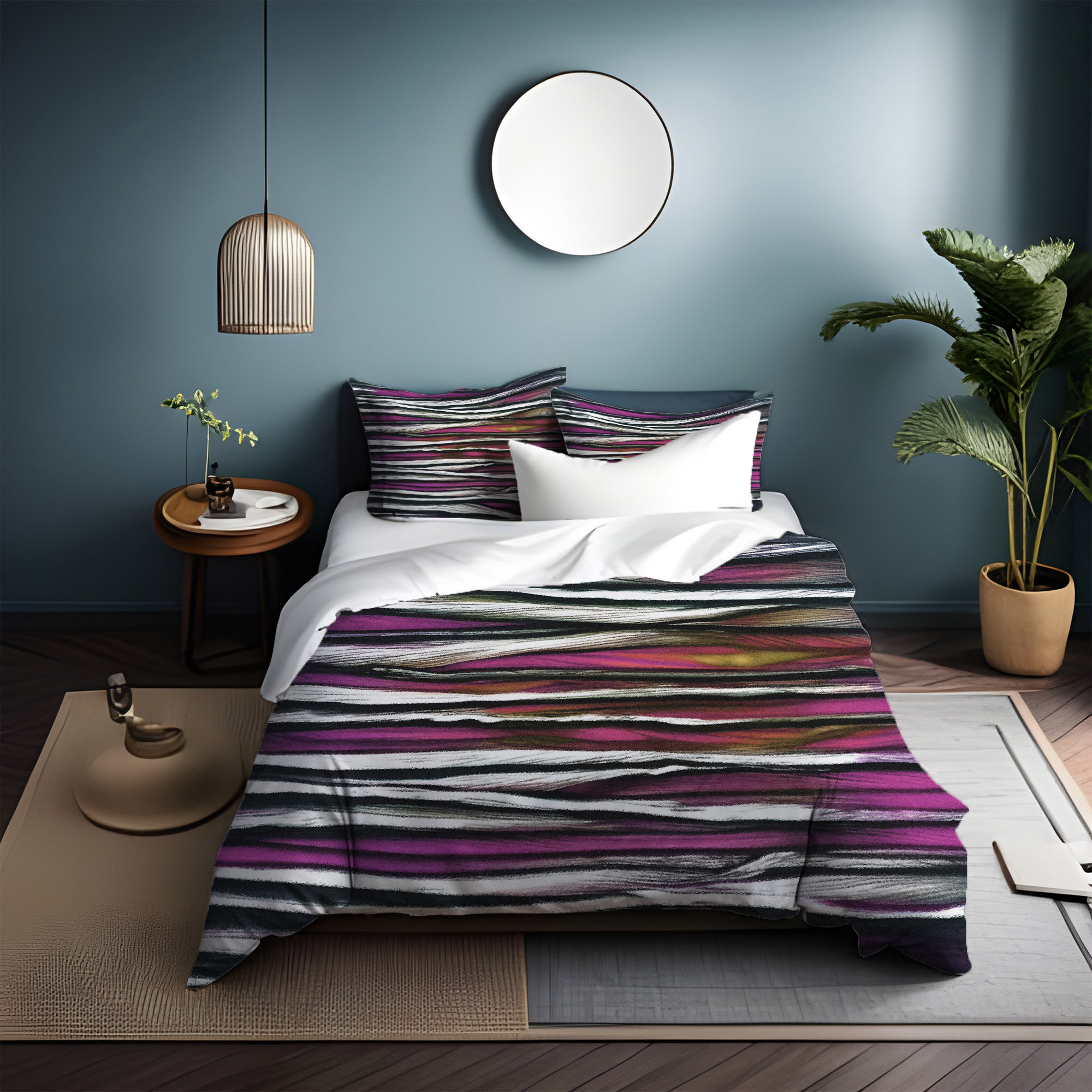 Deja Blue Studios Purple/Gray Microfiber Duvet Cover Set | Wayfair