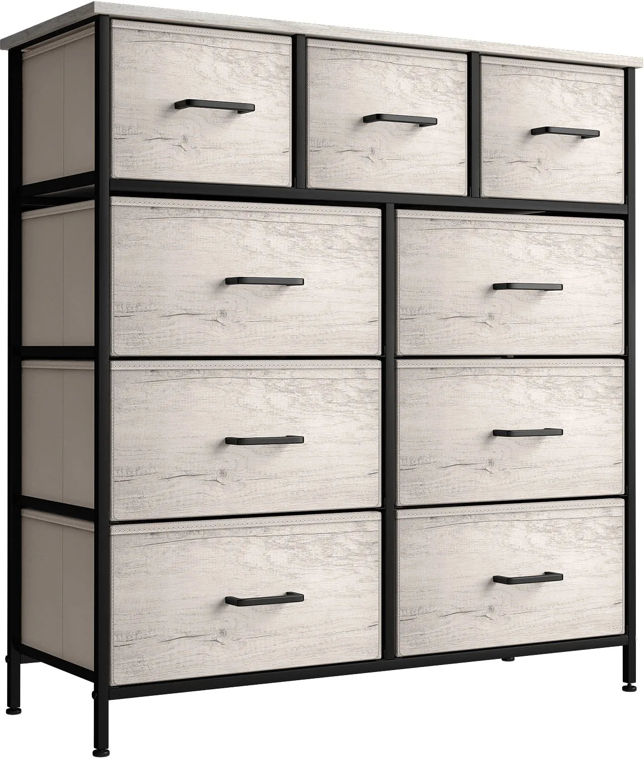 Sorbus 9 Drawers Dresser with Steel Frame and Wood Top in Rustic ...