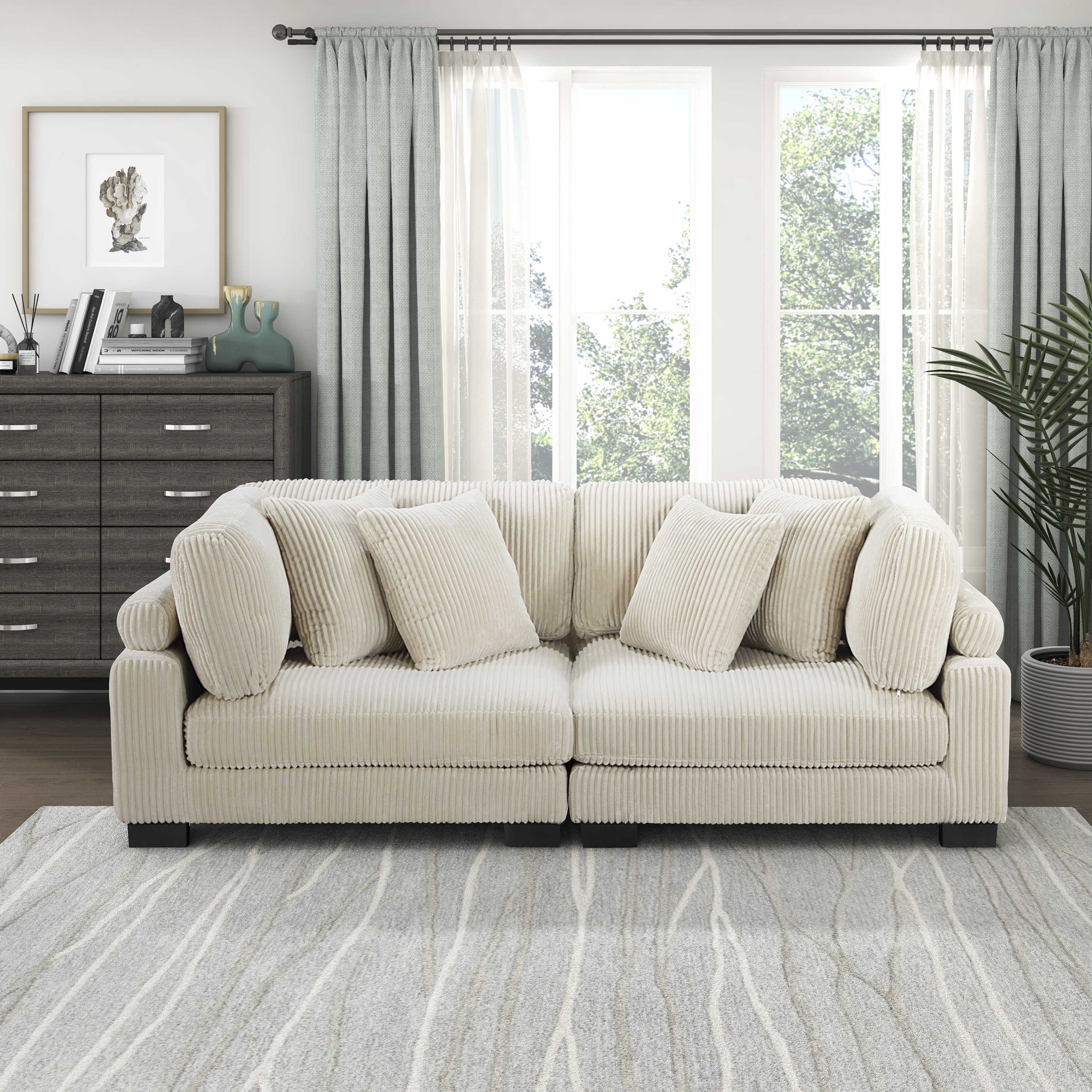 Latitude Run® Brinsley 90"W Modern Corduroy Track Arm Modular Sofa | Wayfair