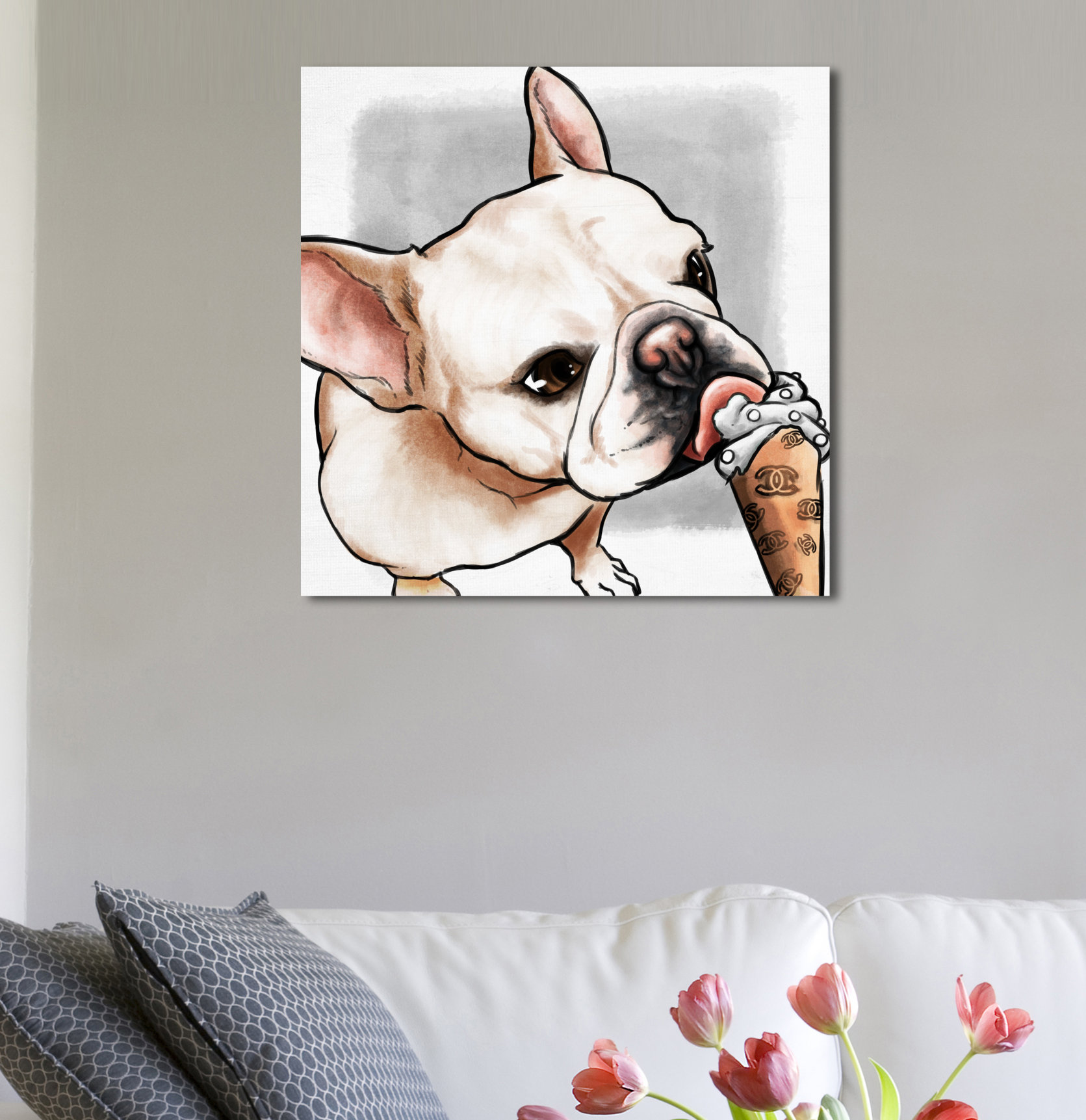 Oliver Gal My Favourite Treat Grey Animals - Wrapped Print on Canvas ...
