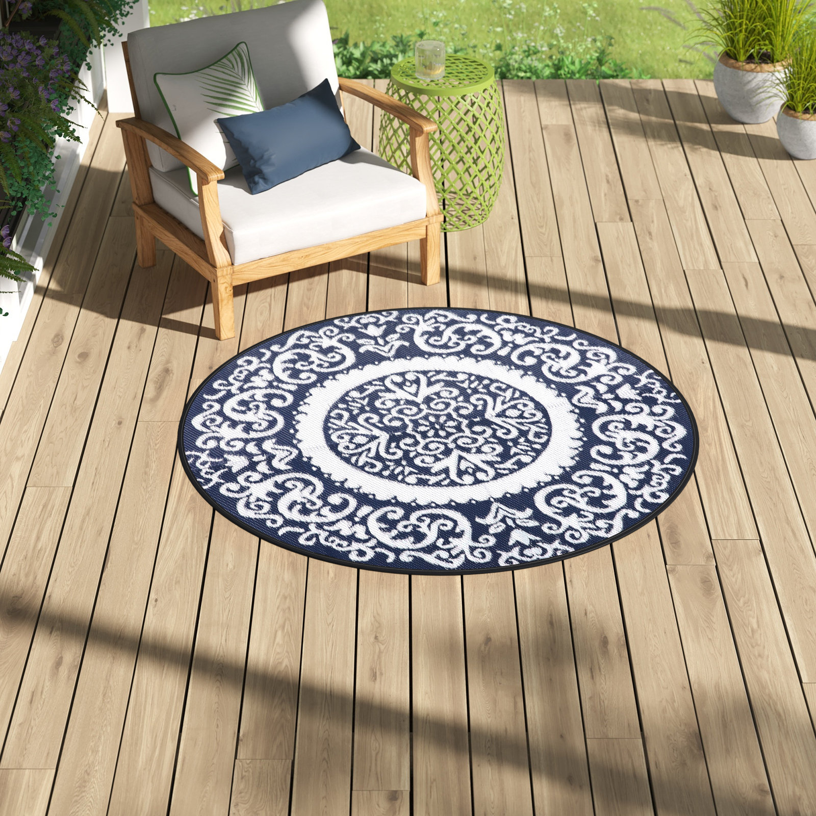 Beachcrest Home Tapis oriental intérieur / extérieur bleu / blanc Clarkston et Commentaires ...