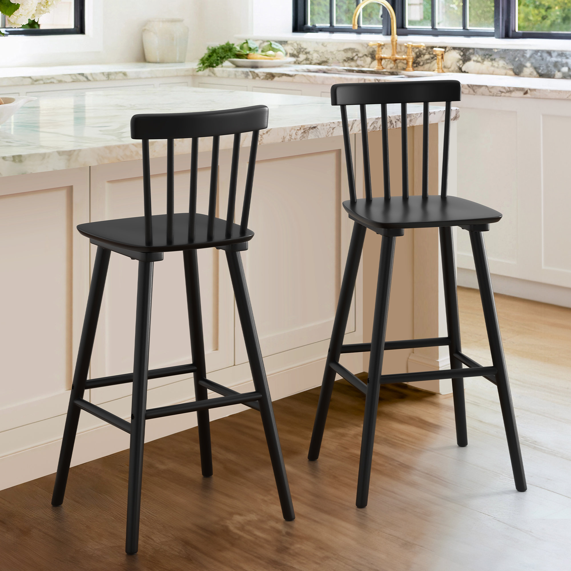 Gracie Oaks Windsor Bar Stools Set Of 2 Black, 30 Inch - Wayfair Canada