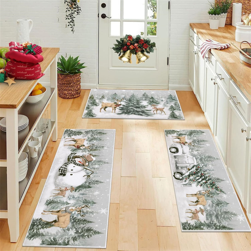 The Holiday Aisle® Christmas Kitchen Rug Set & Reviews | Wayfair
