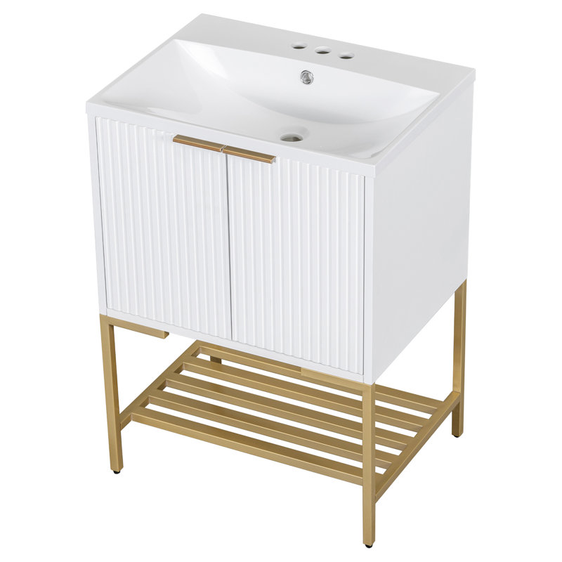 Everly Quinn Aife 24 Single Bathroom Vanity Base Only in White | Wayfair