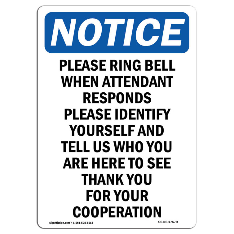 SignMission Please Ring Bell When Attendant Sign | Wayfair