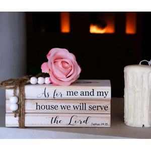 Astoria Grand Farmhouse Wooden Decor Book Stack Rustic Faux Book Stacks ...