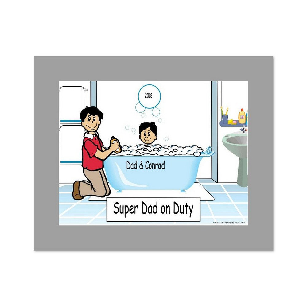 Printed Perfection Personalized Tub Time 1 boy - Single Dad Caricature ...