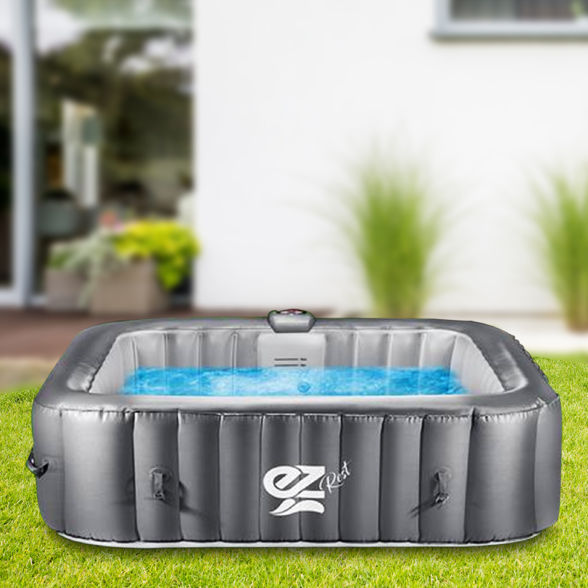 SereneLife 6-Seat Inflatable Pool Spa with Light - Portable Hot Tub Spa ...
