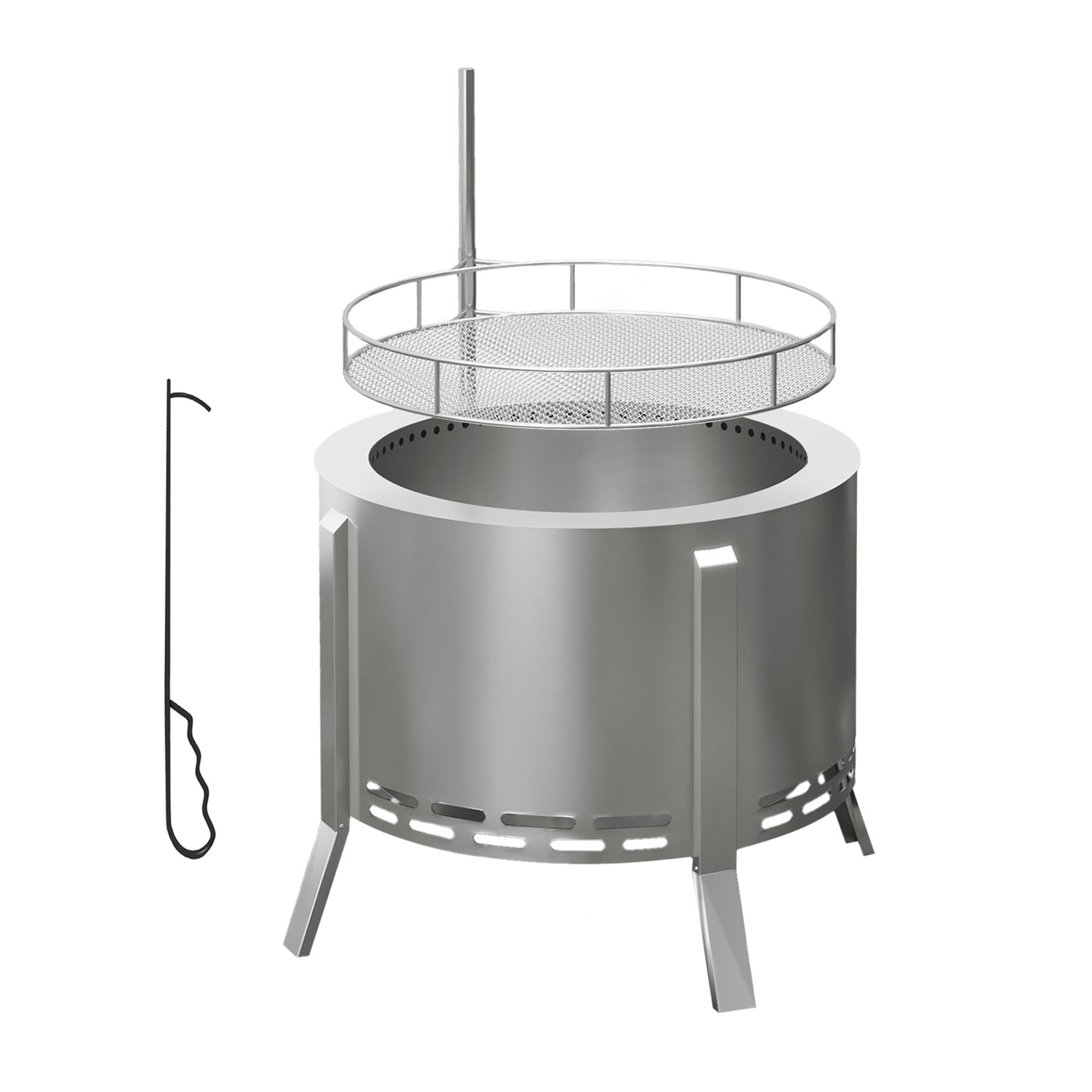 BESTCOSTY 19" Portable 2-in-1 Wood Burning Smokeless Fire Pit, Bbq ...