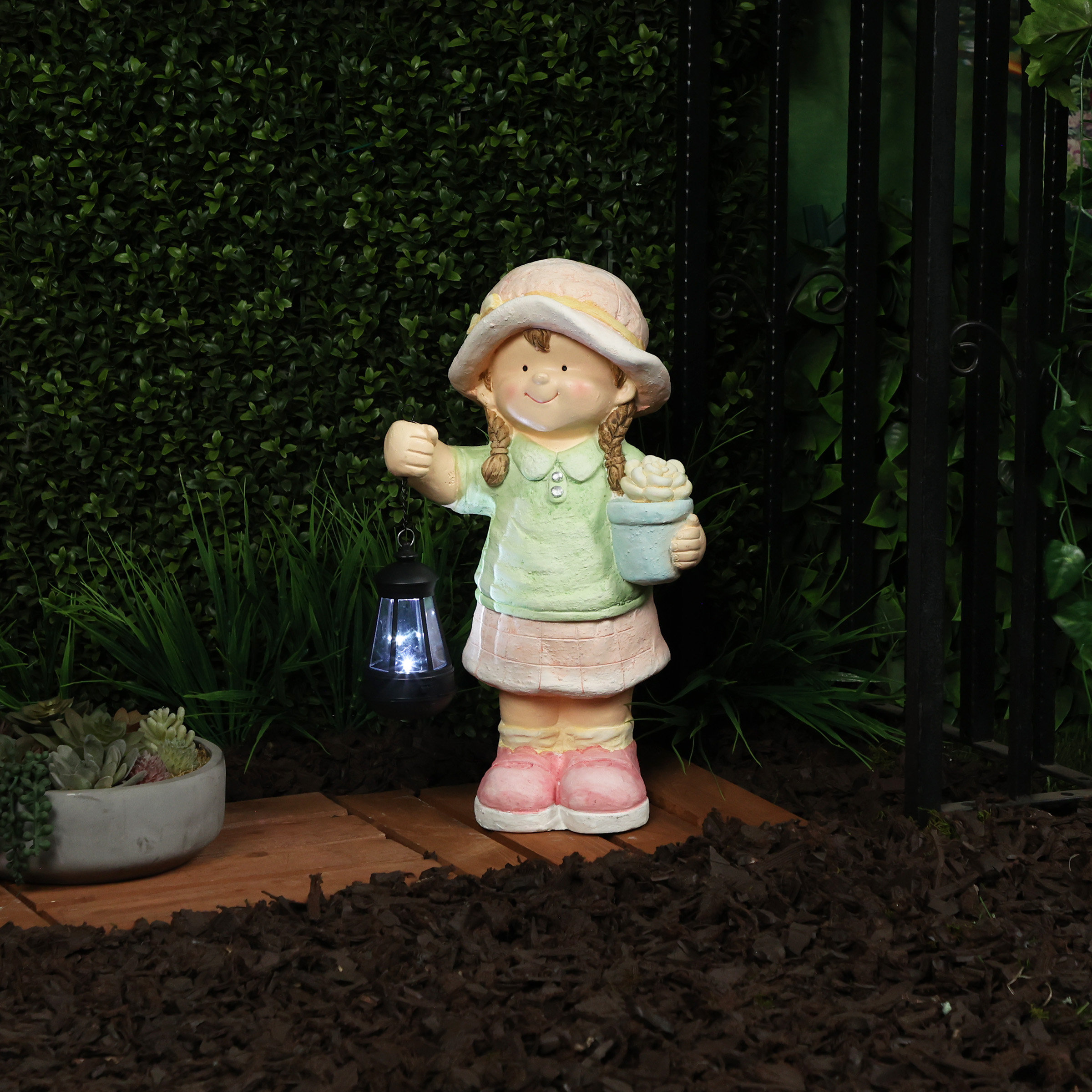 Alpine Solar Girl Statue Holding Lantern with LED Light - Wayfair Canada