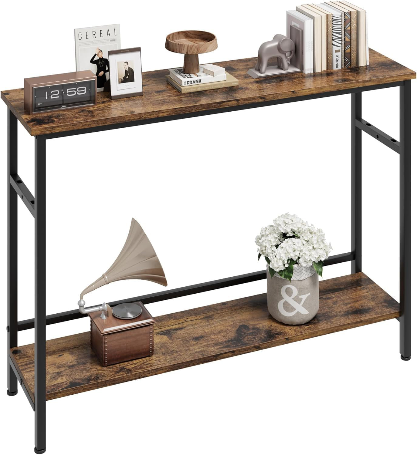 17 Stories Entryway Table, Console Tables With Storage, 39.3”Rustic ...