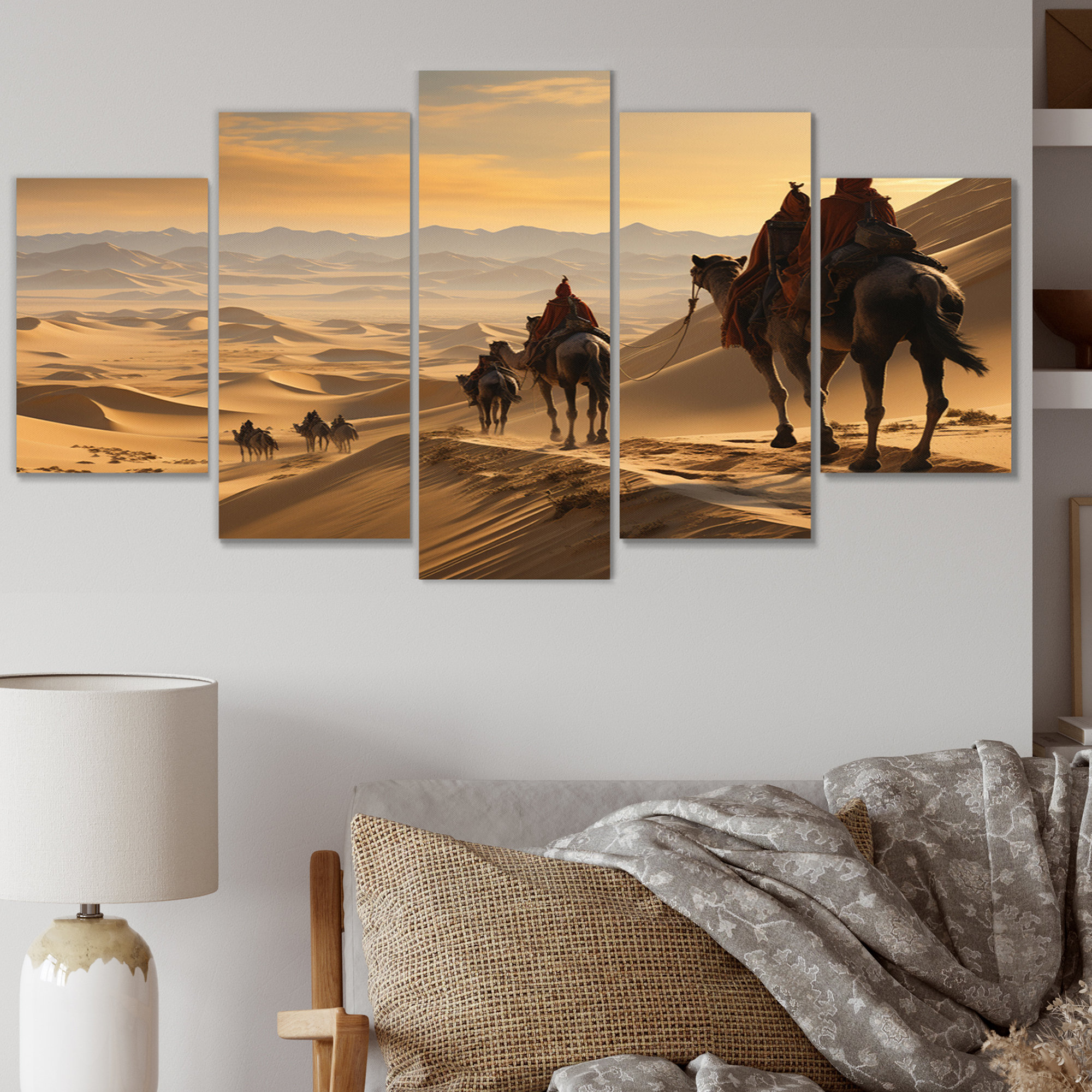 Design Art Asian Art Silk Road V - Asian Metal Wall Art Living Room Set ...