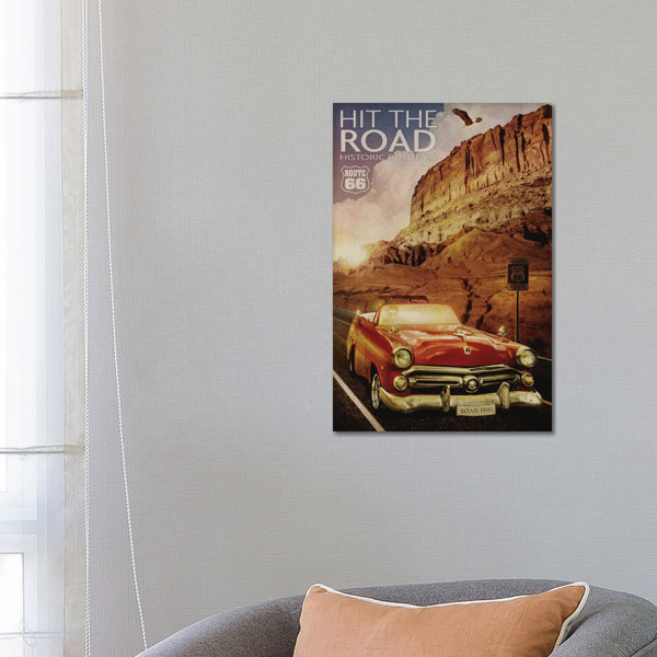 Bless international Route 66 Framed On Canvas by Old Red Truck Print ...