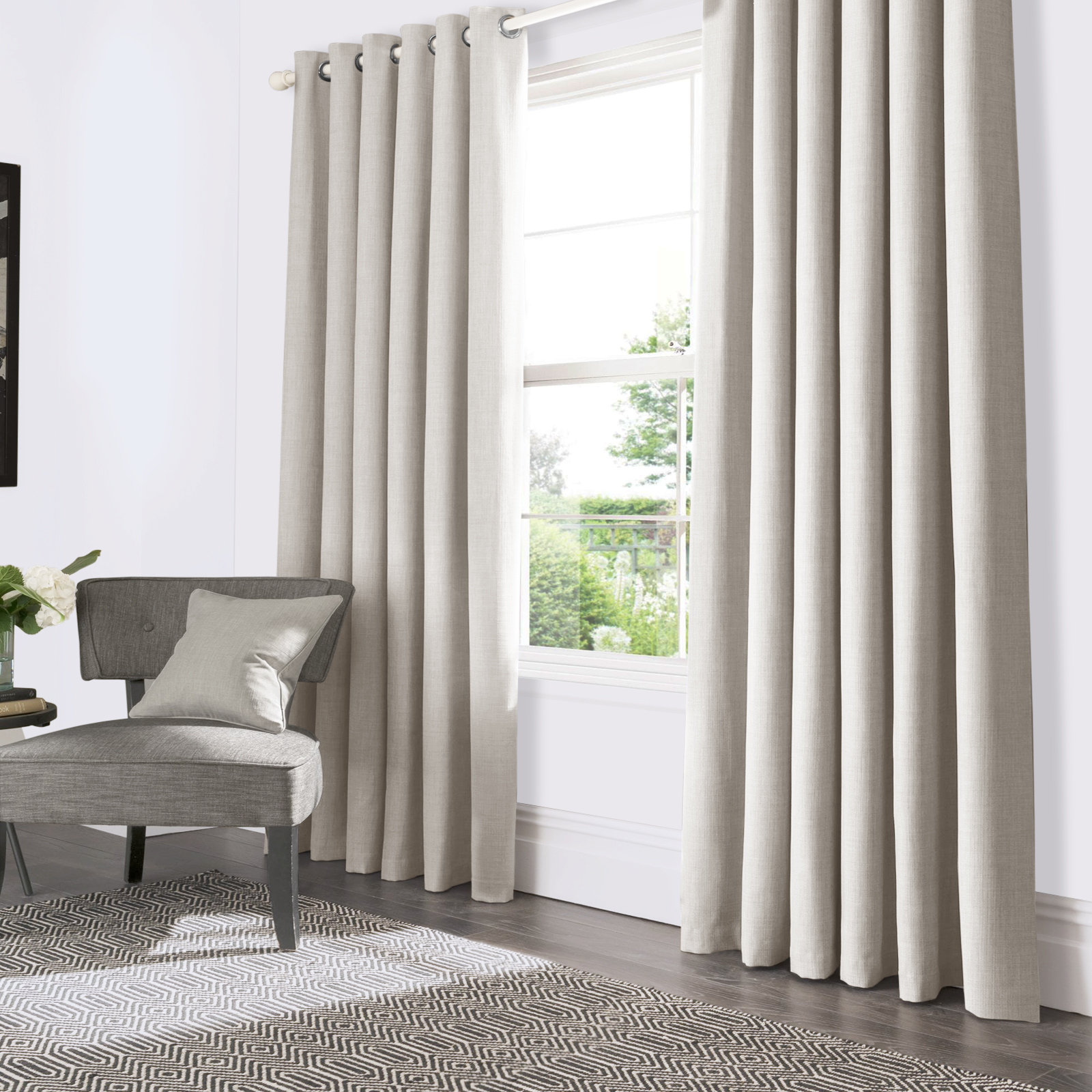 Latitude Run® Max Linen Textured 100% Blackout Curtains Thermal ...
