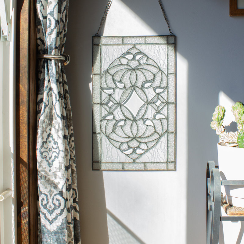 Charlton Home® 20"H Clear Floral Beveled Glass Window Panel & Reviews ...