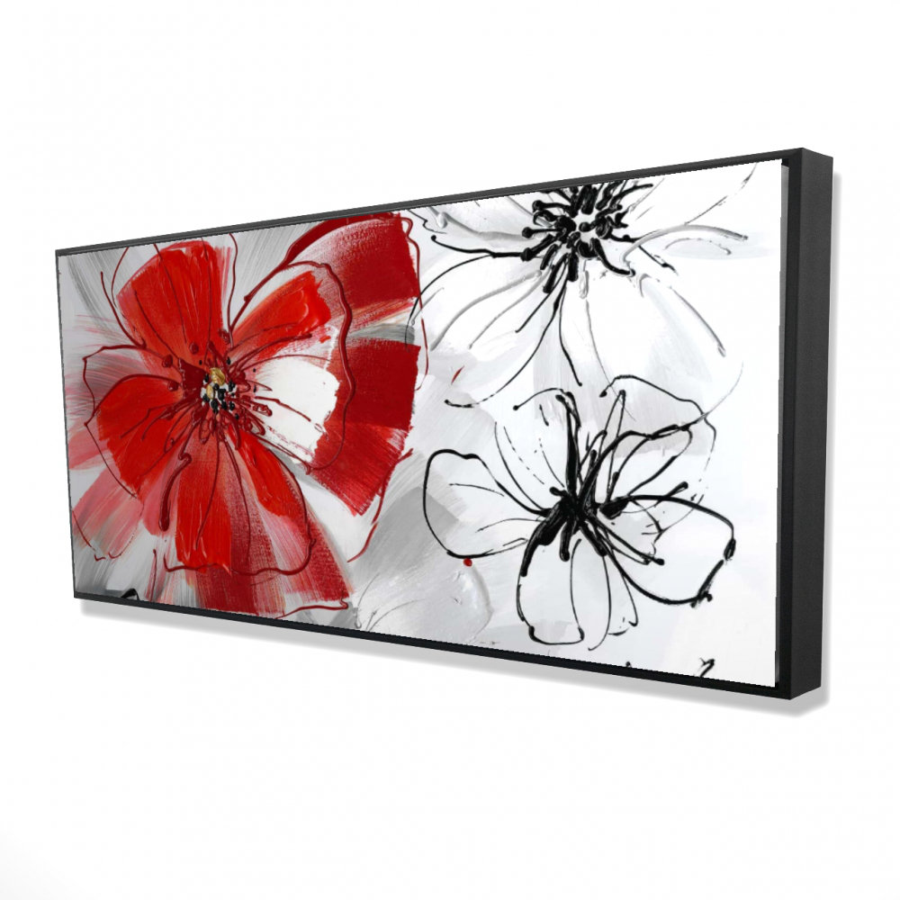 Begin Edition International Inc. " Red And Gray Flowers " on | Wayfair