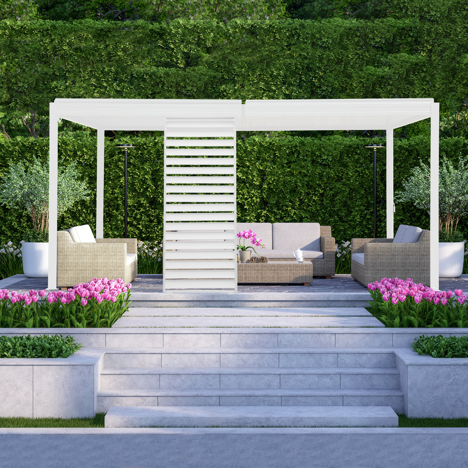 Domi Louvered Aluminum Privacy Screen Side Shutter Wall for Pergola ...