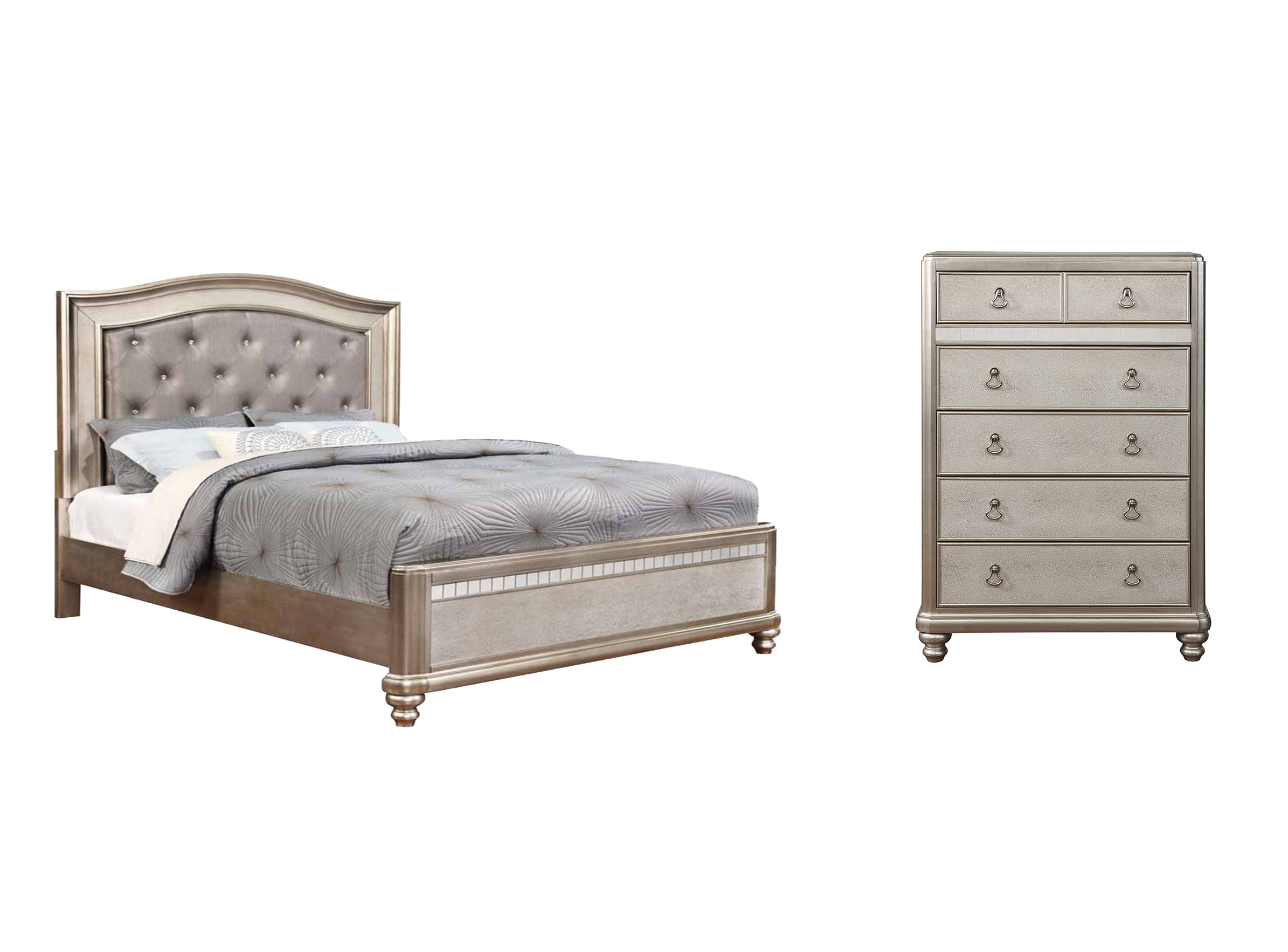 Willa Arlo™ Interiors Sabin Metallic Platinum 2-Piece Queen Bedroom Set ...