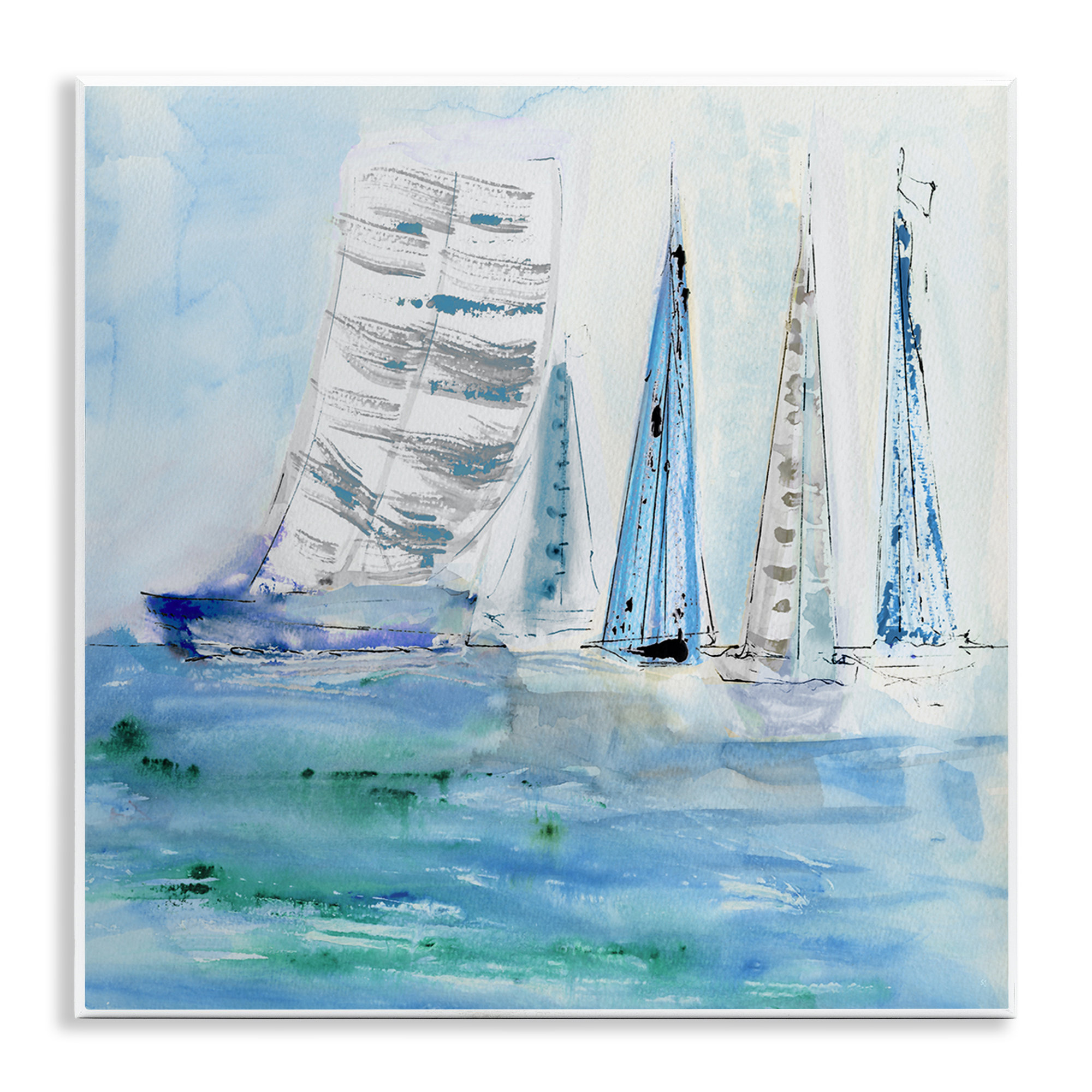 Breakwater Bay Maritime Outlined Sailboats Wall Plaque Art by Val ...