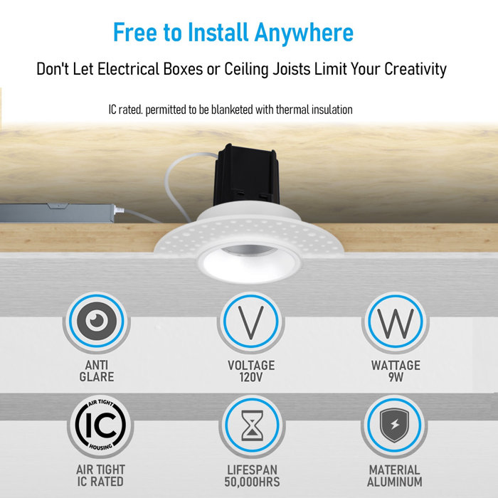 TORCHSTAR 1'' Selectable Color Temperature Dimmable IC Rated Standard ...