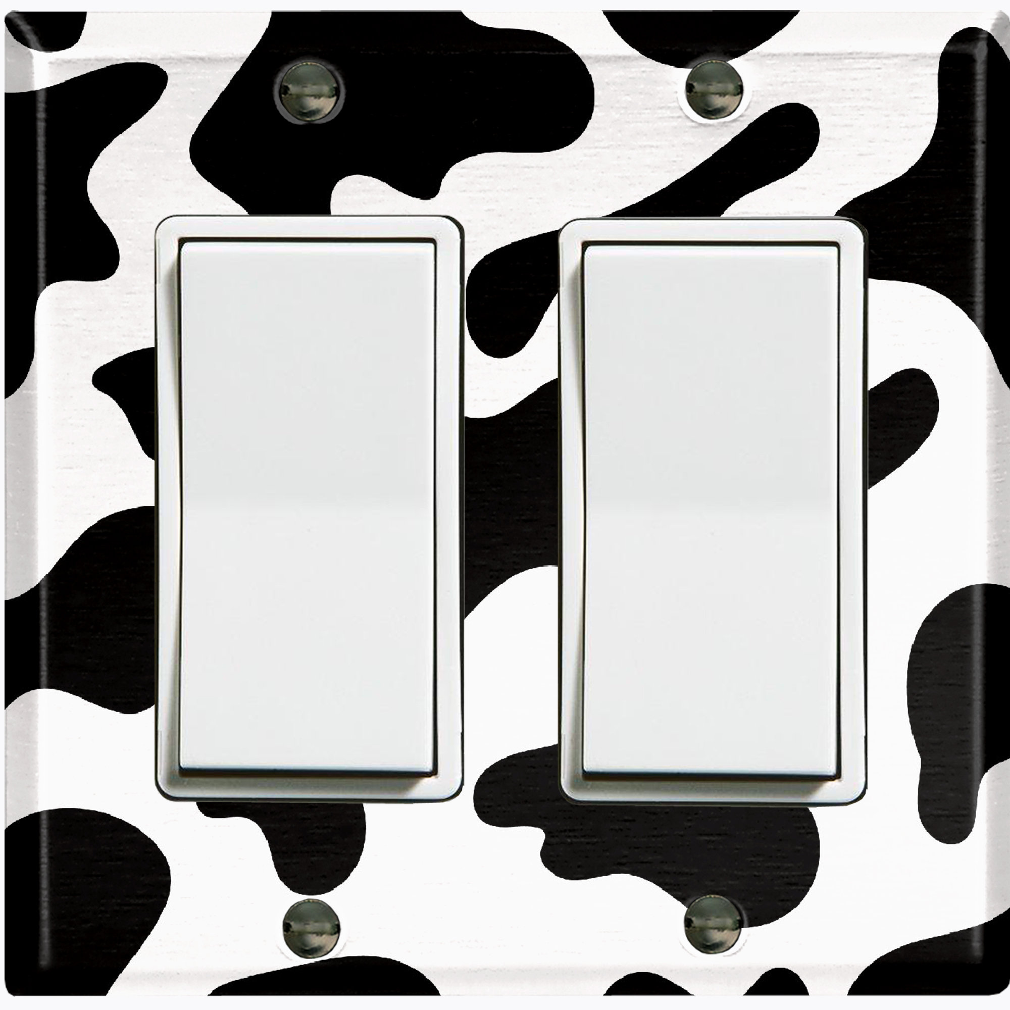 WorldAcc Metal Light Switch Plate Outlet Cover (Cow Print - Double ...