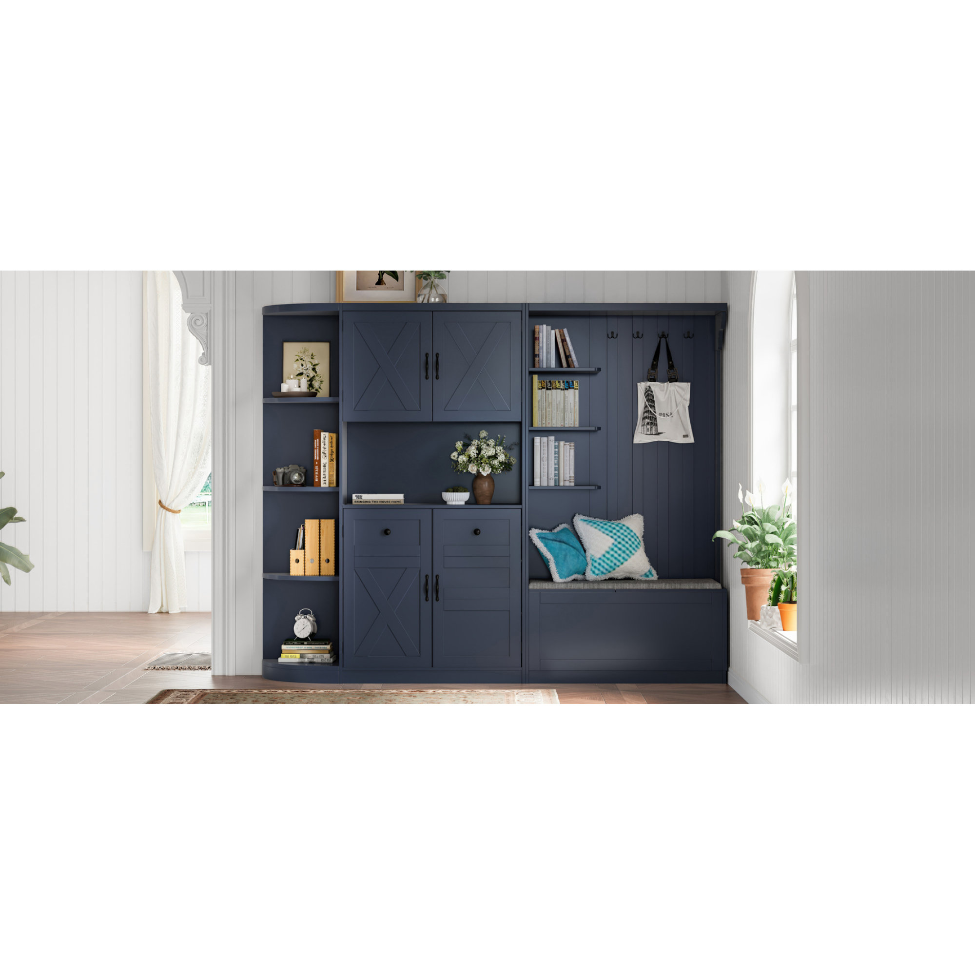 Wildon Home® Multifunctional left-right combination hall cabinet with ...