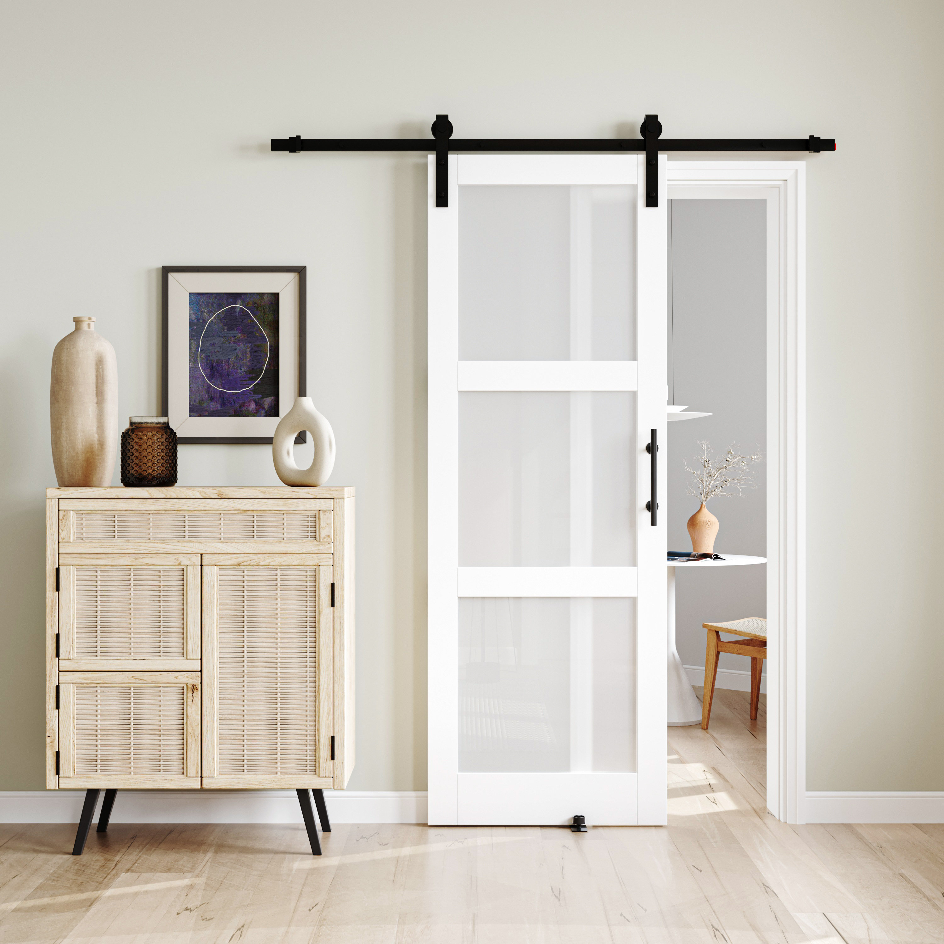 Home Worthy Glass and Manufacture Wood Sliding Barn Door (Soft Close ...