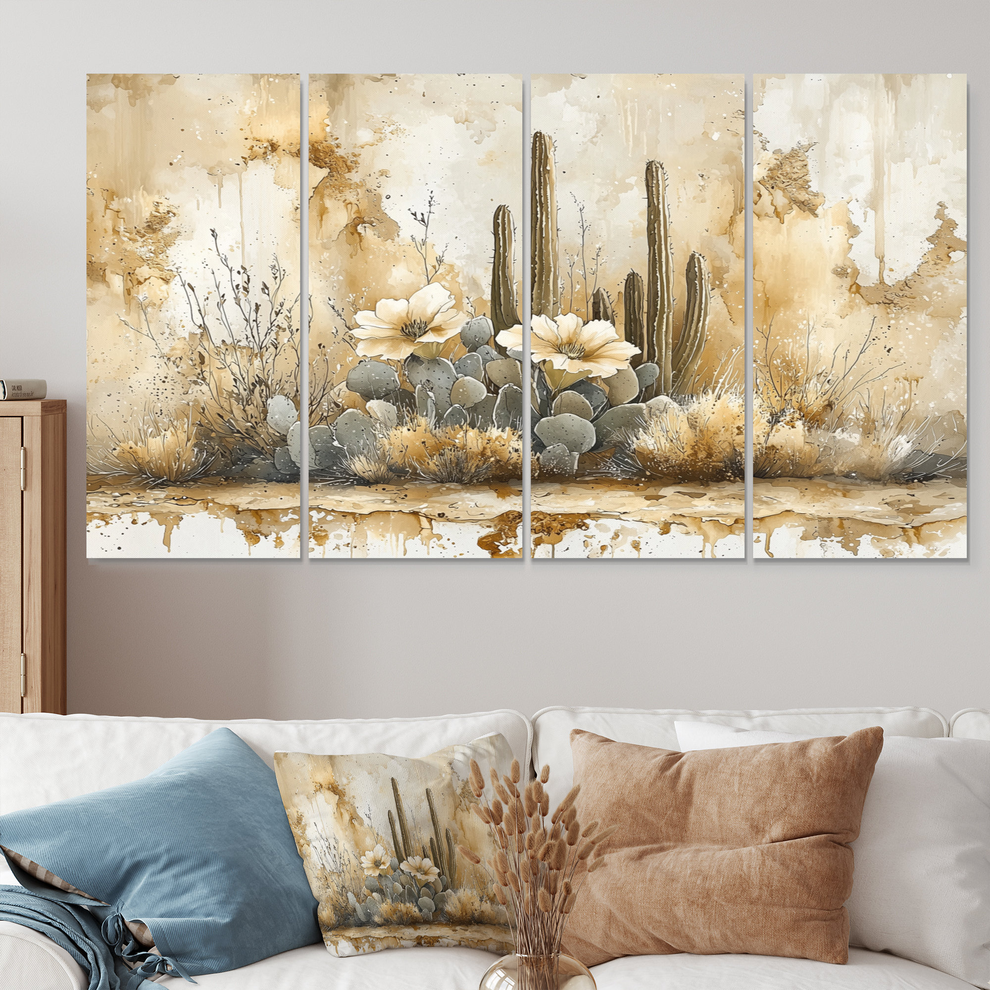 Foundry Select Minimalist Cactus Desert Blossom II - Floral Cactus Wall ...