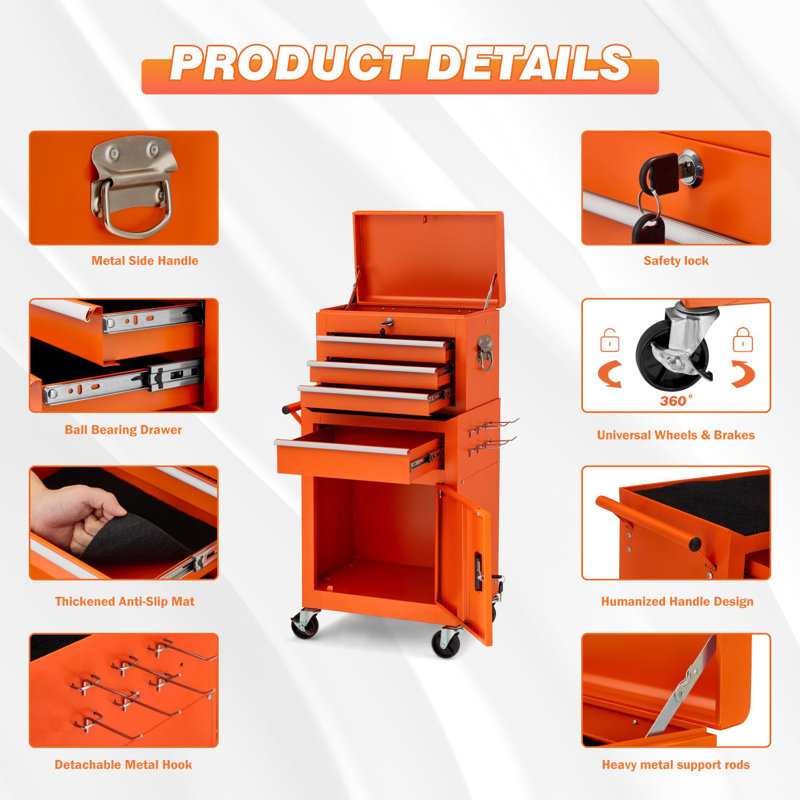 WFX Utility™ 4 Drawer Steel Combination Set with Wheels | Wayfair