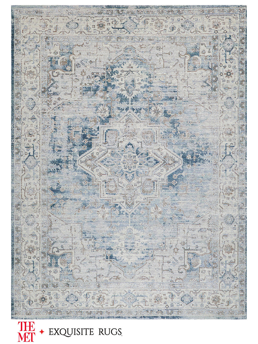 Exquisite Rugs The Met x Exquisite Rugs Blue/Beige Area Rug | Perigold